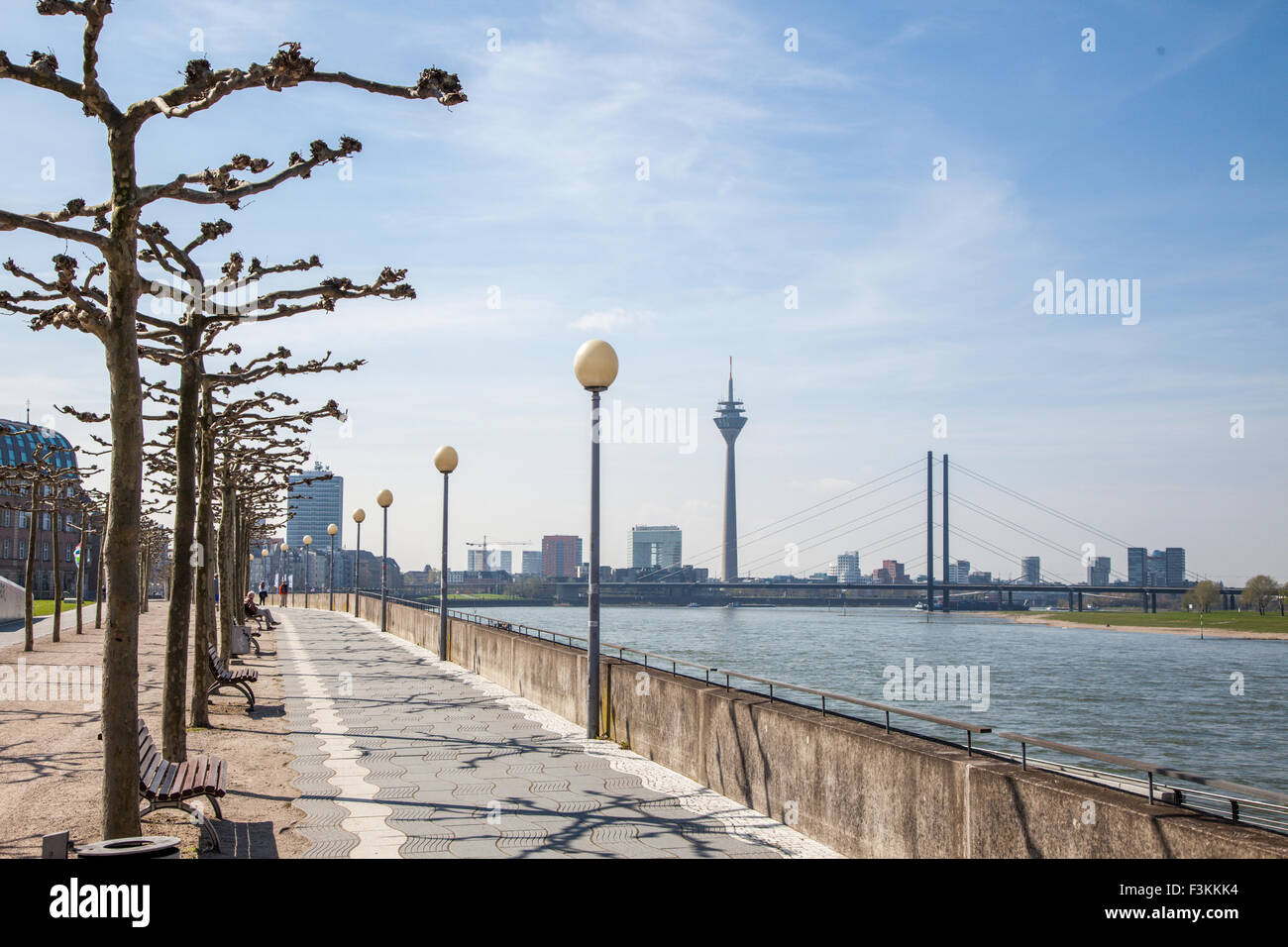 Promenade along river Rhine in Dusseldorf Germany Stock Photo - Alamy