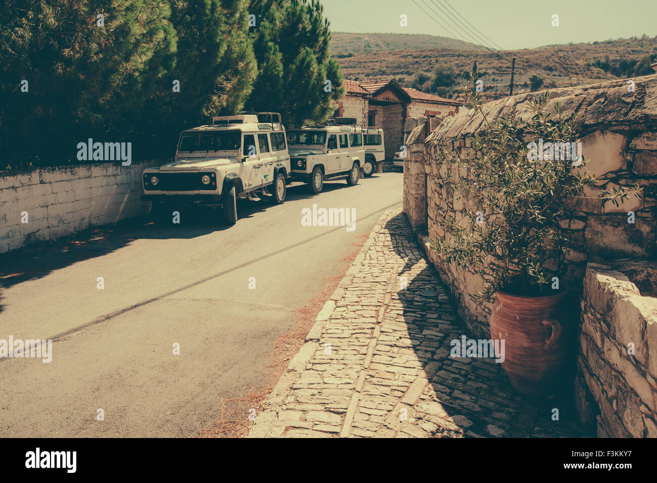 Travel off-road car in the village Stock Photo - Alamy