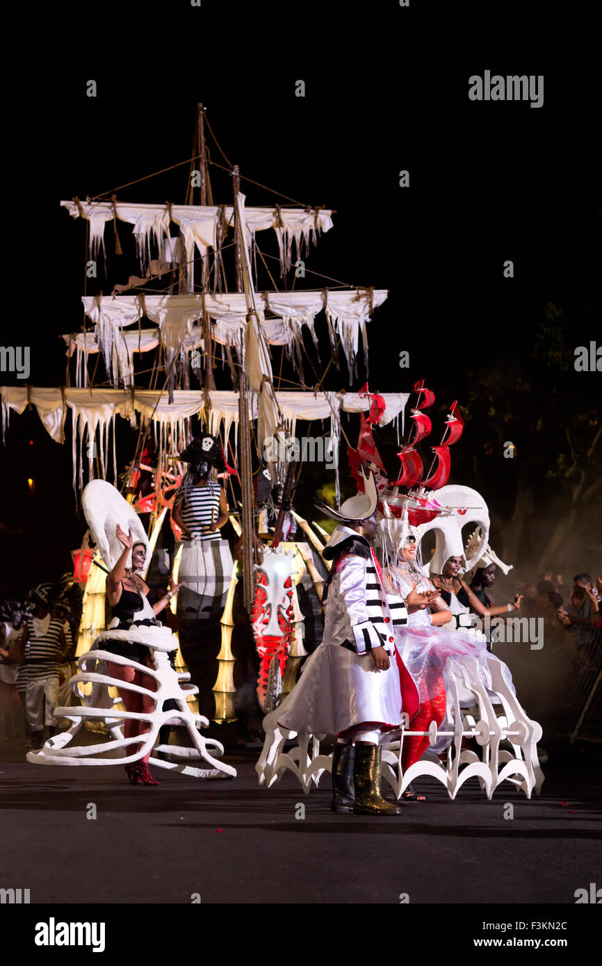 Ghost ship float and dancers at the Cape Carnival 2013, Fanfare street ...