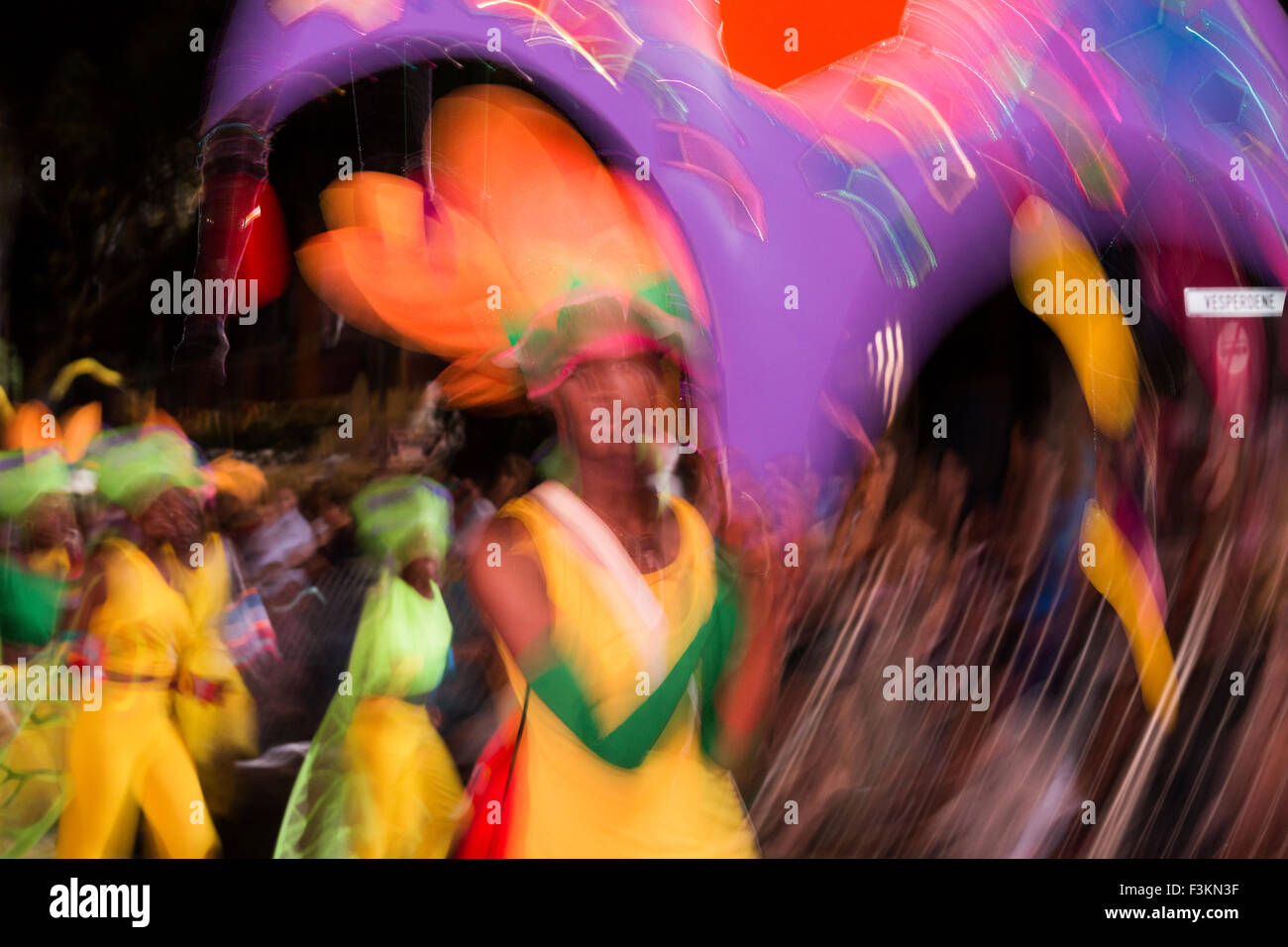 Blurred motion and color of dancers parading down the Cape Carnival ...