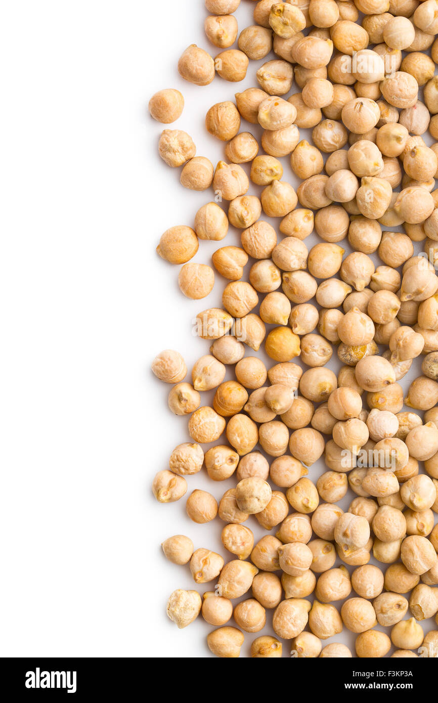 uncooked chickpeas on white background Stock Photo - Alamy