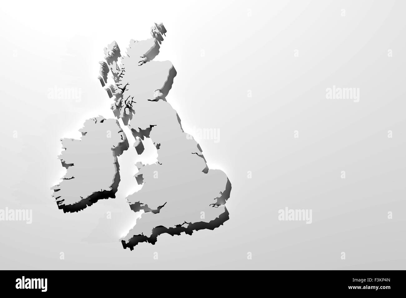 3d rendering of an UK map over a white background Stock Photo - Alamy