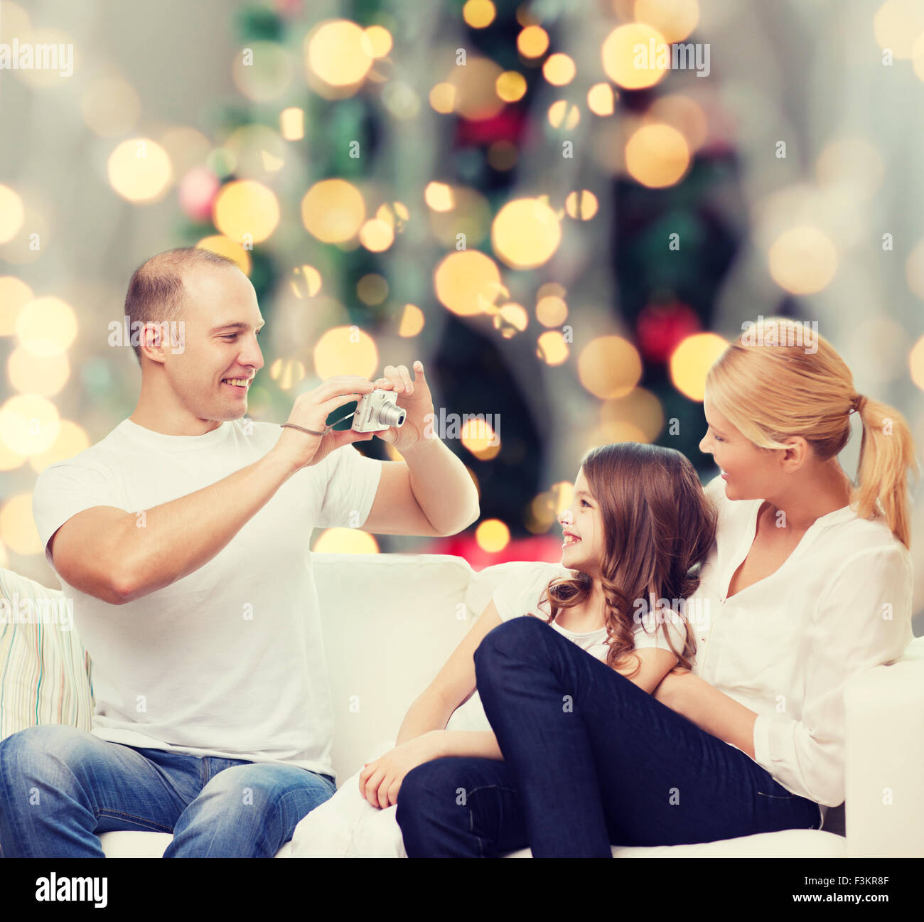 happy family with camera at home Stock Photo - Alamy