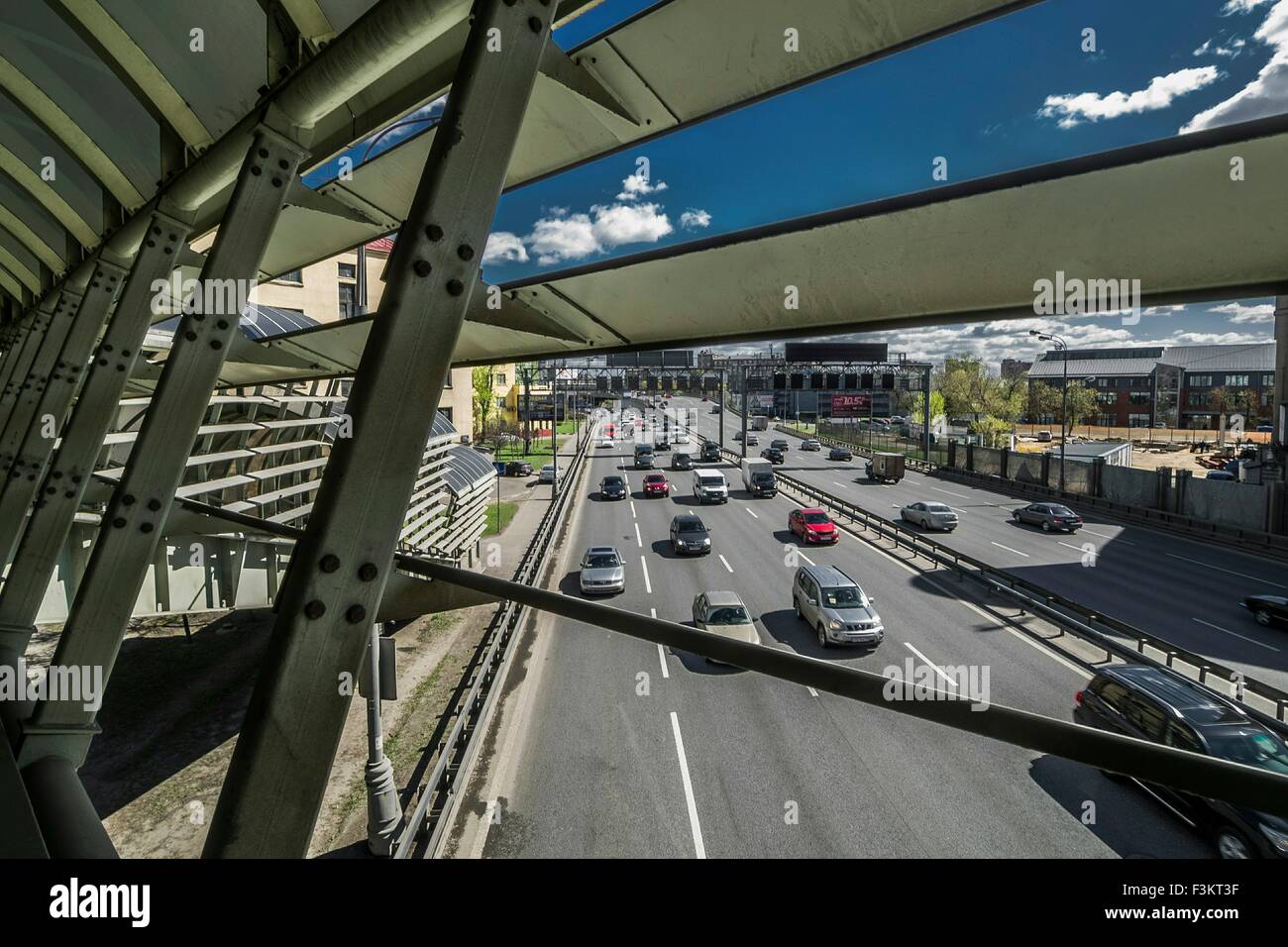 Russia, Moscow. Pedestrian crossing over Third Ring Road Stock Photo ...