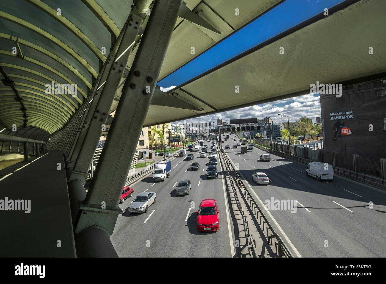Russia, Moscow. Pedestrian crossing over Third Ring Road Stock Photo ...