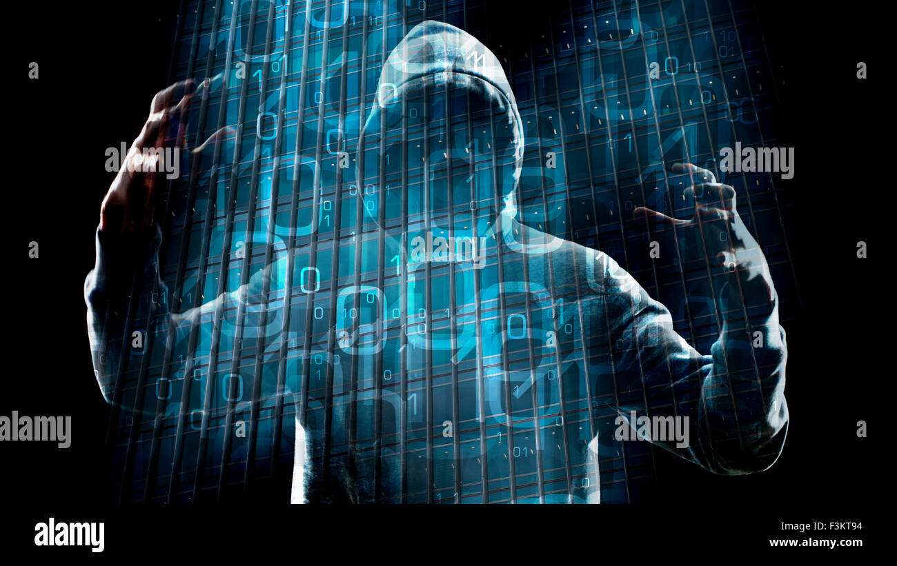 Hacker hacking hologram computer network Stock Photo - Alamy