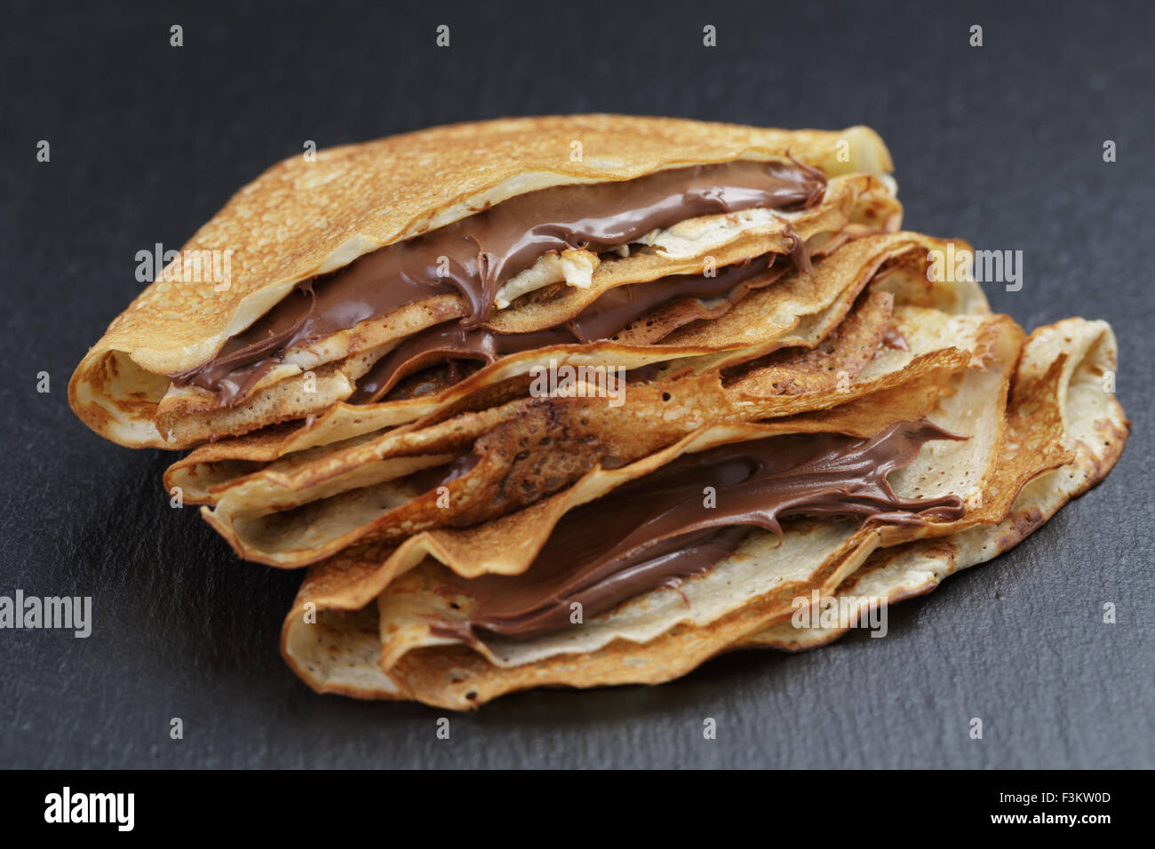thin crepes or blinis with chocolate cream Stock Photo - Alamy