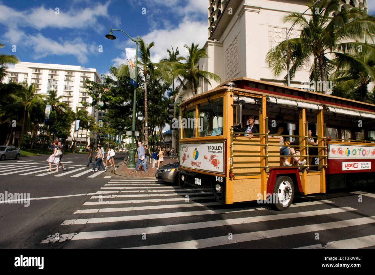 Waikiki Trolly, tourist bus shopping that runs between Waikiki and ...