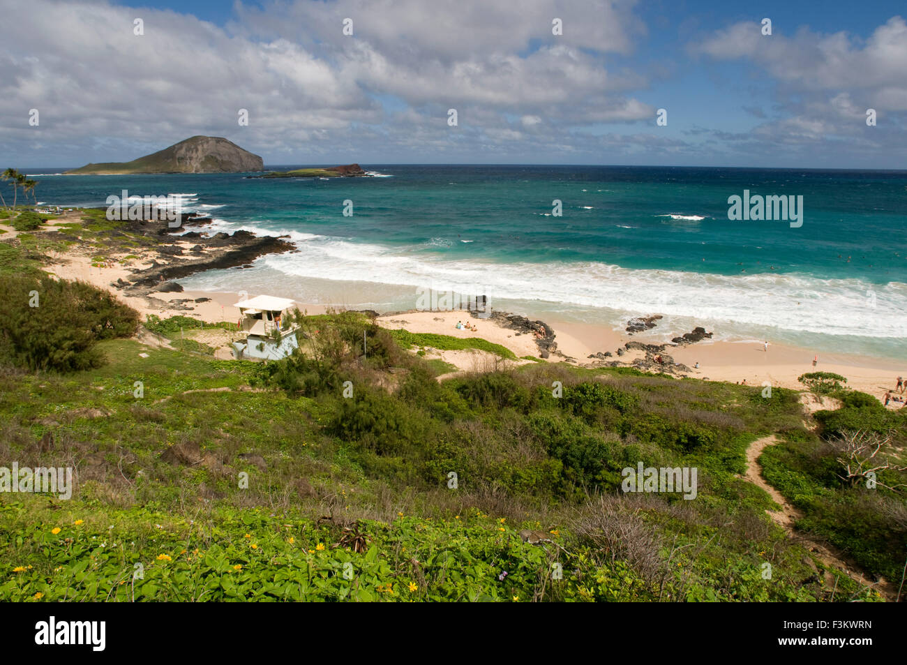 Makapu'u beach at the eastern end of the island. Views, with Manana ...