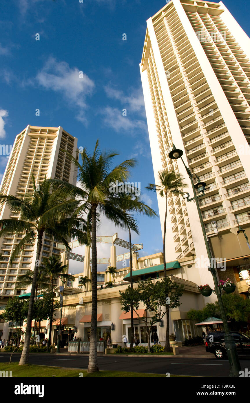 Buildings and hotels in Waikiki Beach. Kalakaua Avenue. O'ahu. Hawaii ...