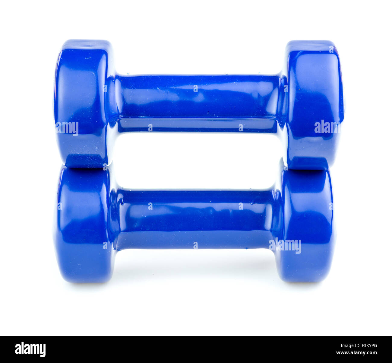 Pair of blue gym dumbbell weights Stock Photo - Alamy