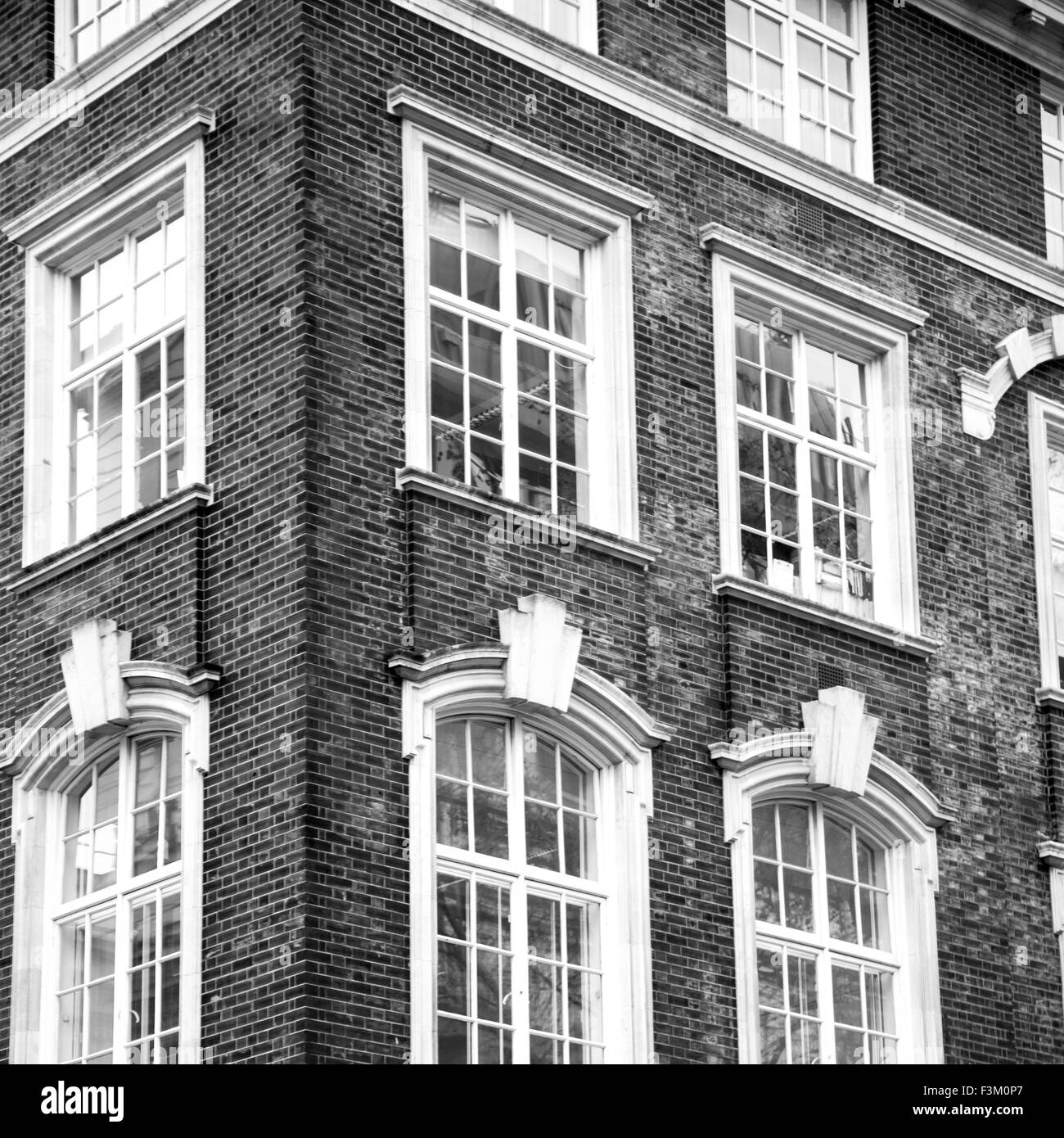 House front red brick Black and White Stock Photos & Images - Alamy