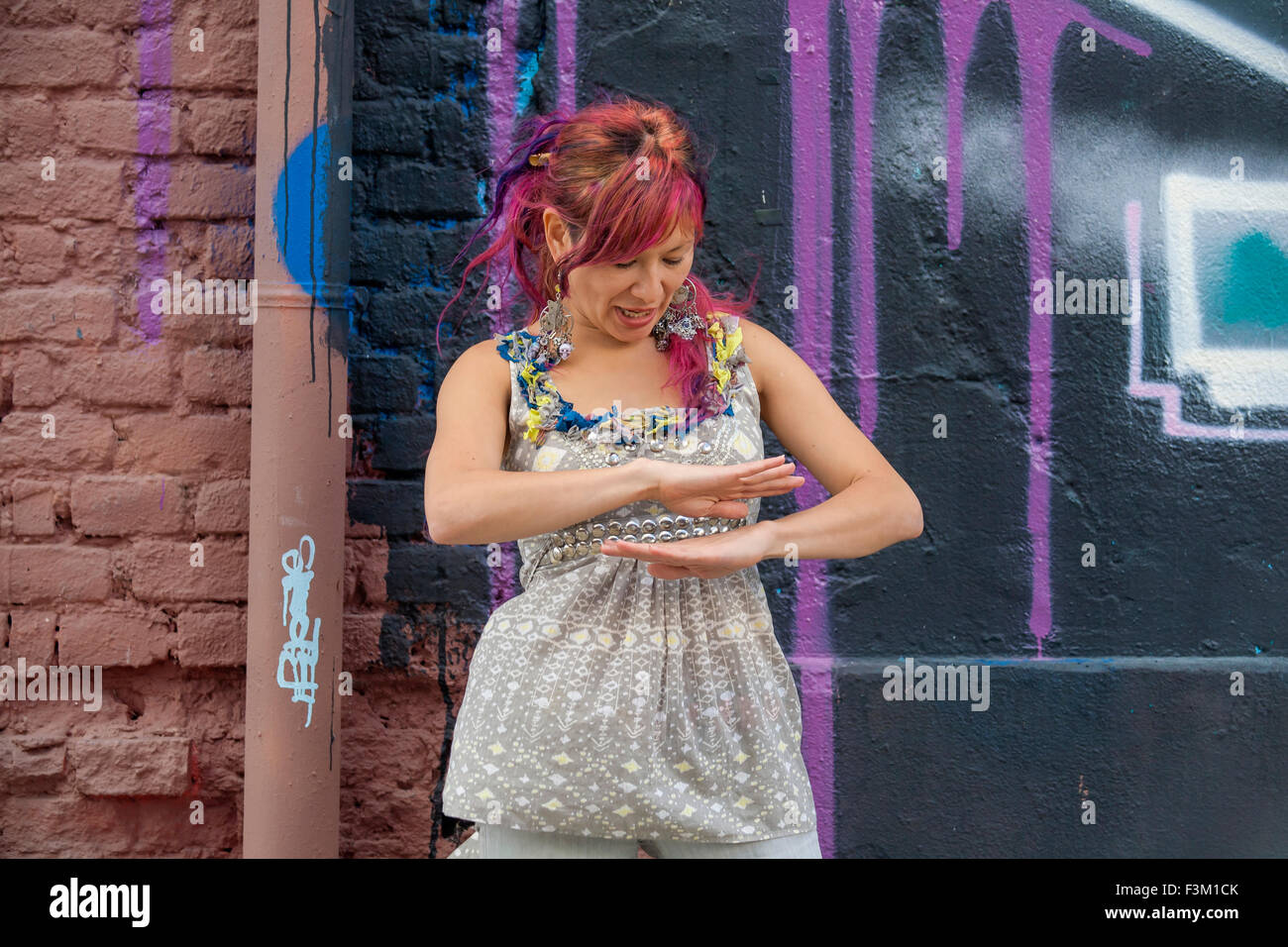 Young beautiful girl in harajuku style with colorful hair and freaky ...