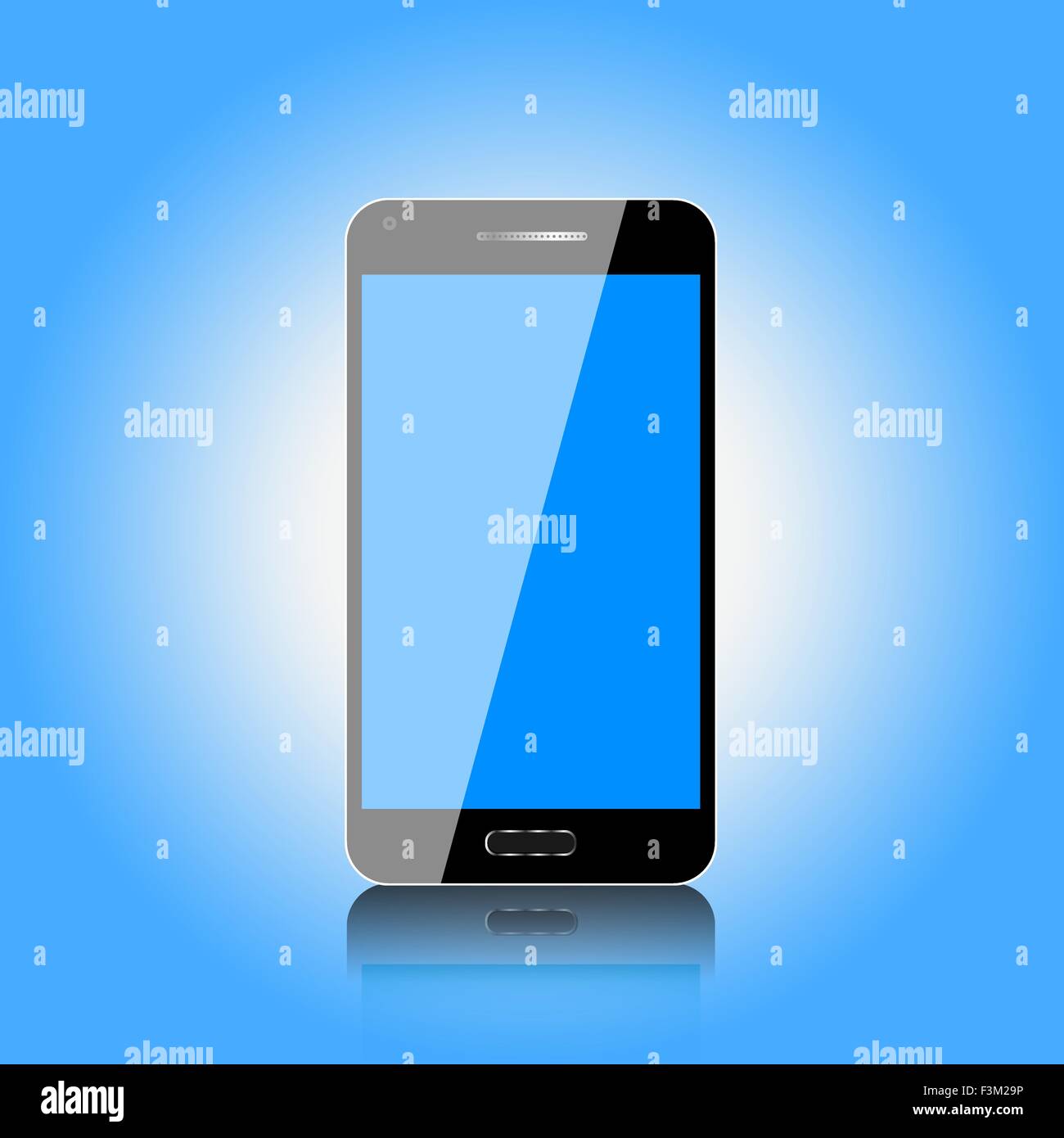 Black touch screen mobile phone with blue background Stock Vector Image ...