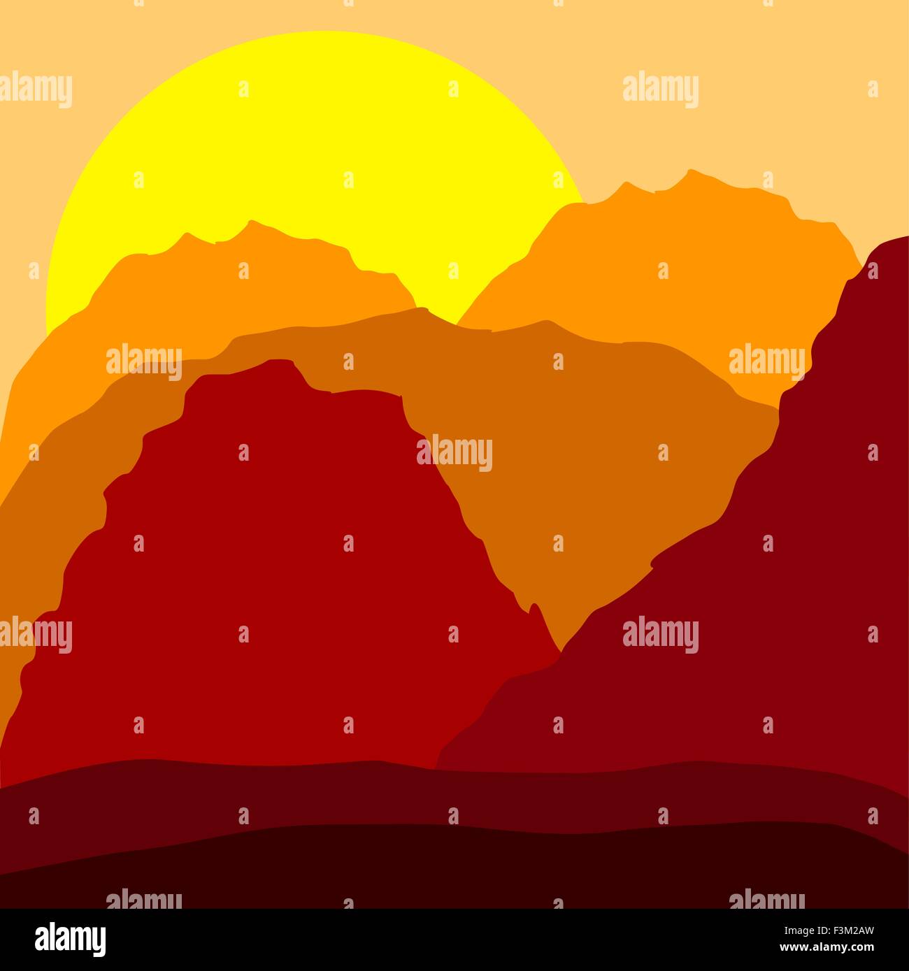 Sunset and the mountains Stock Vector Images - Alamy