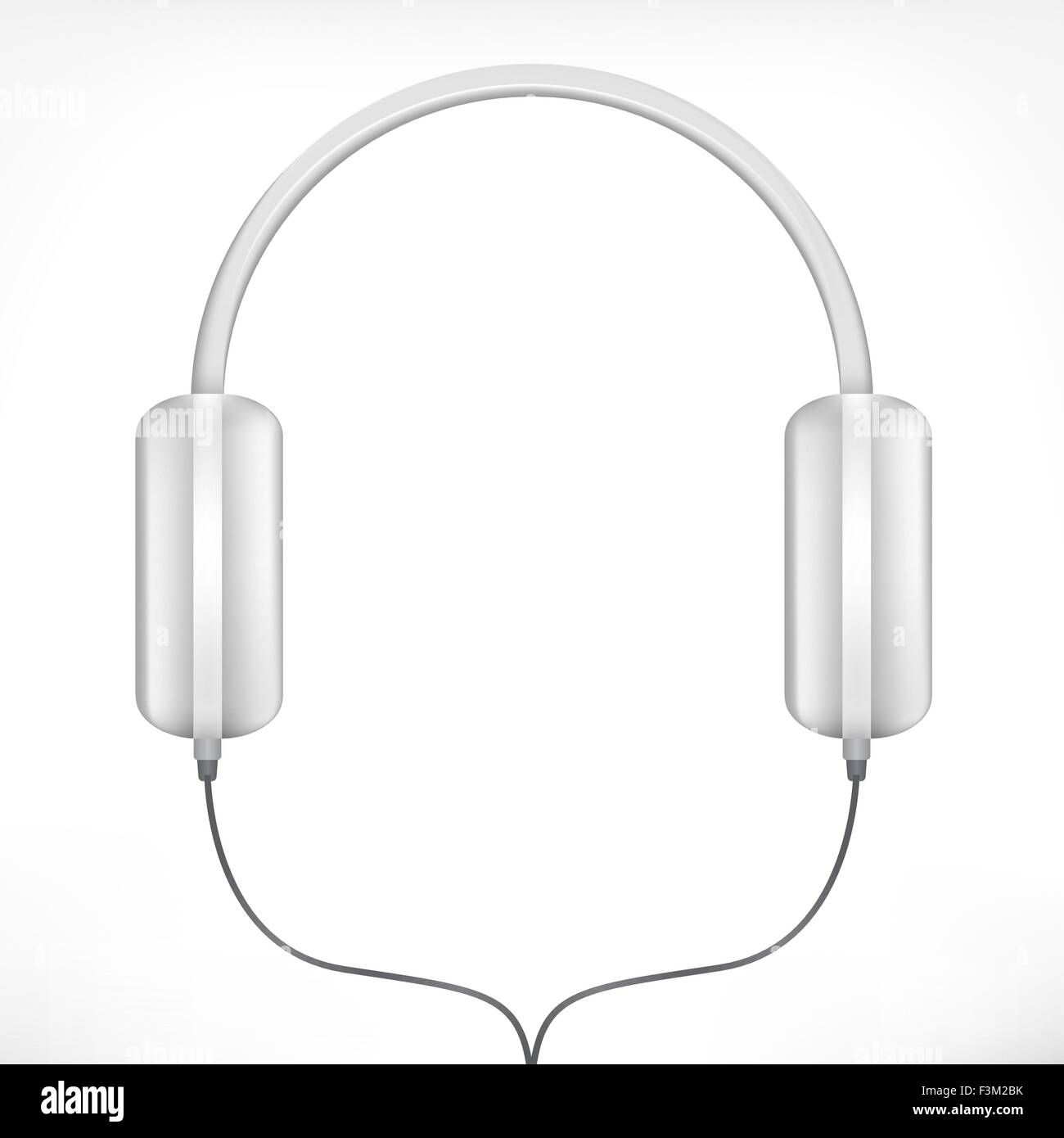 Modern White plastic headphones with wires and white background Stock ...