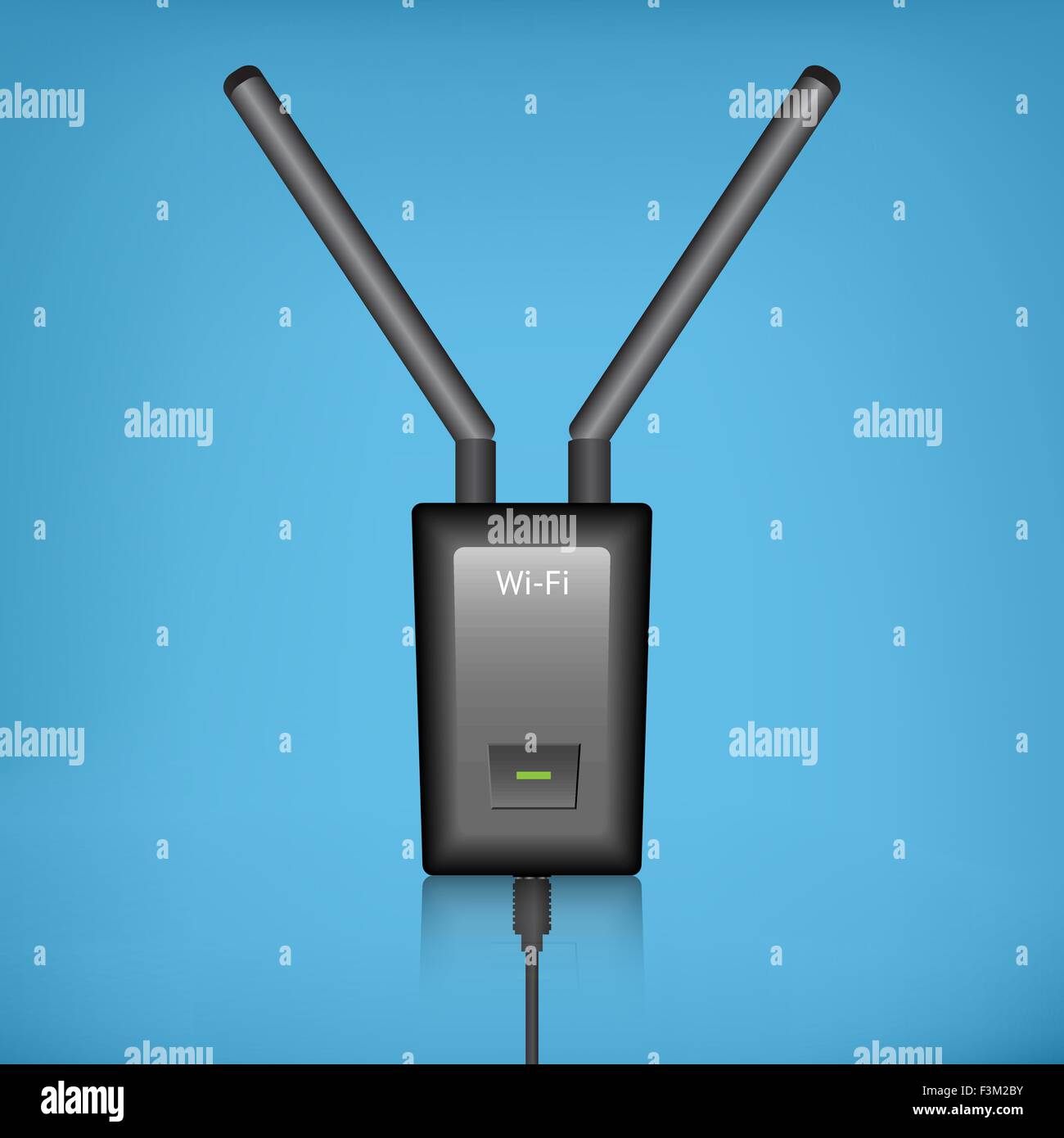 Black plastic WI-FI Router with blue background Stock Vector Image ...
