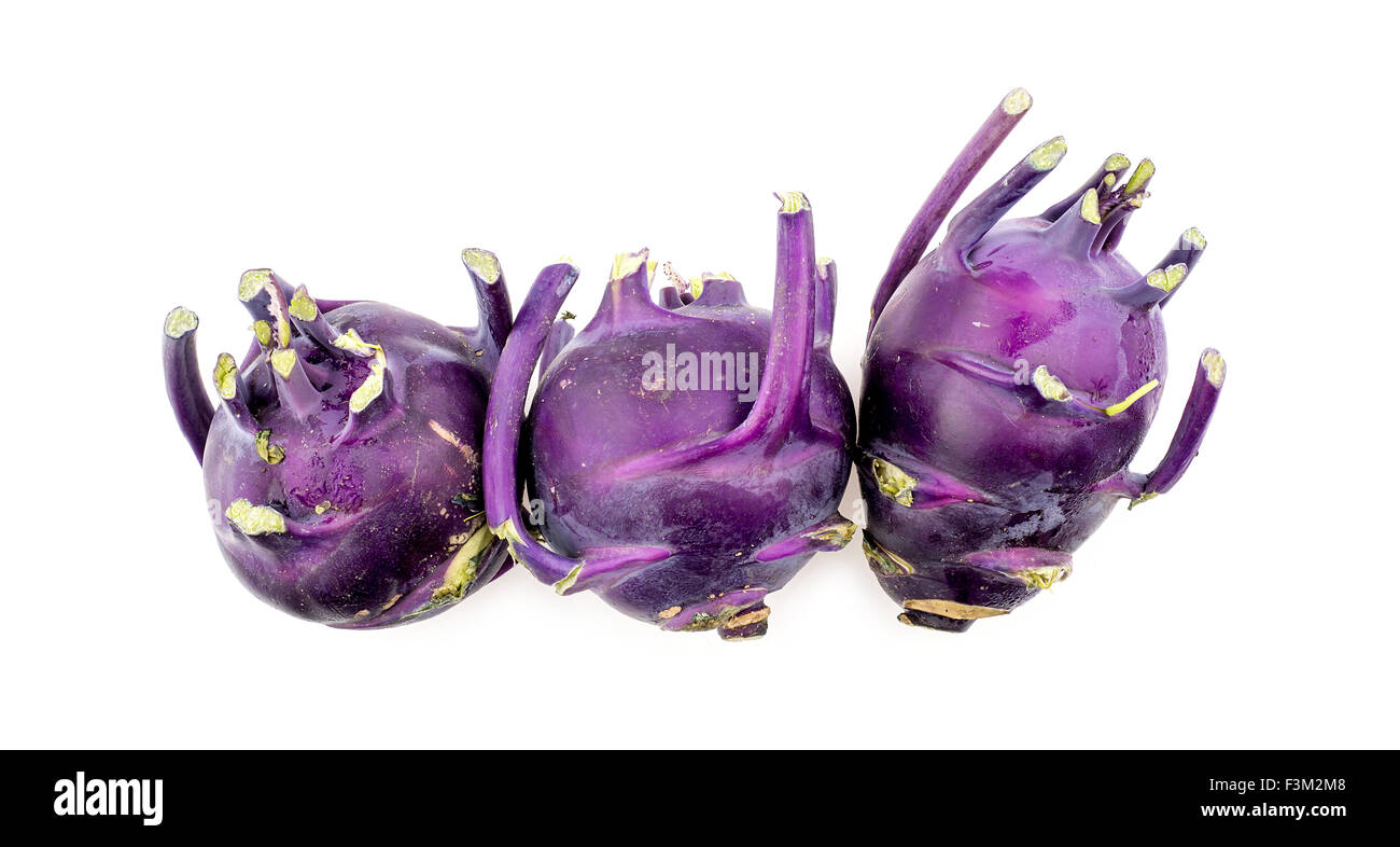 Bunch of purple kohlrabi isolated on a white background Stock Photo - Alamy