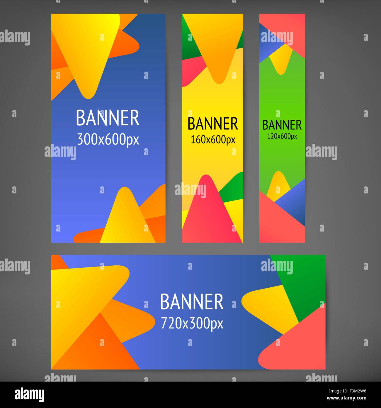 Horizontal and vertical web banners with multi color backgrounds Stock ...