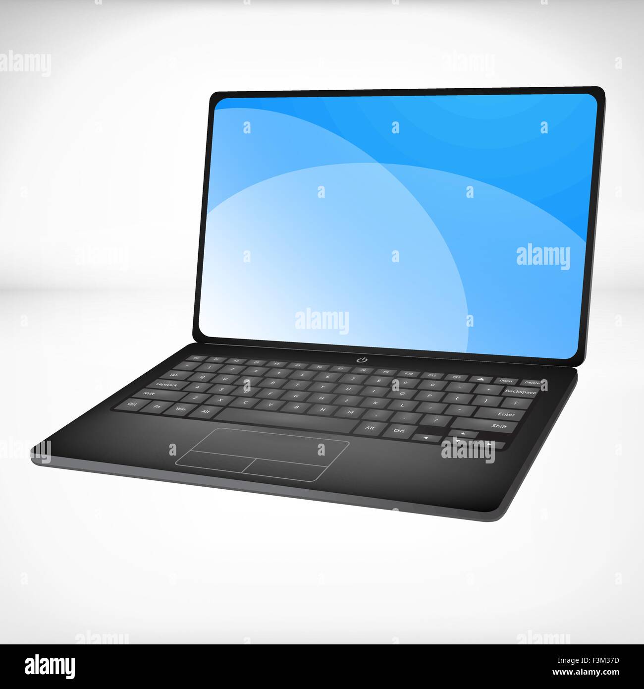 black 3d rendering of a laptop with blue graphics Stock Vector Image ...