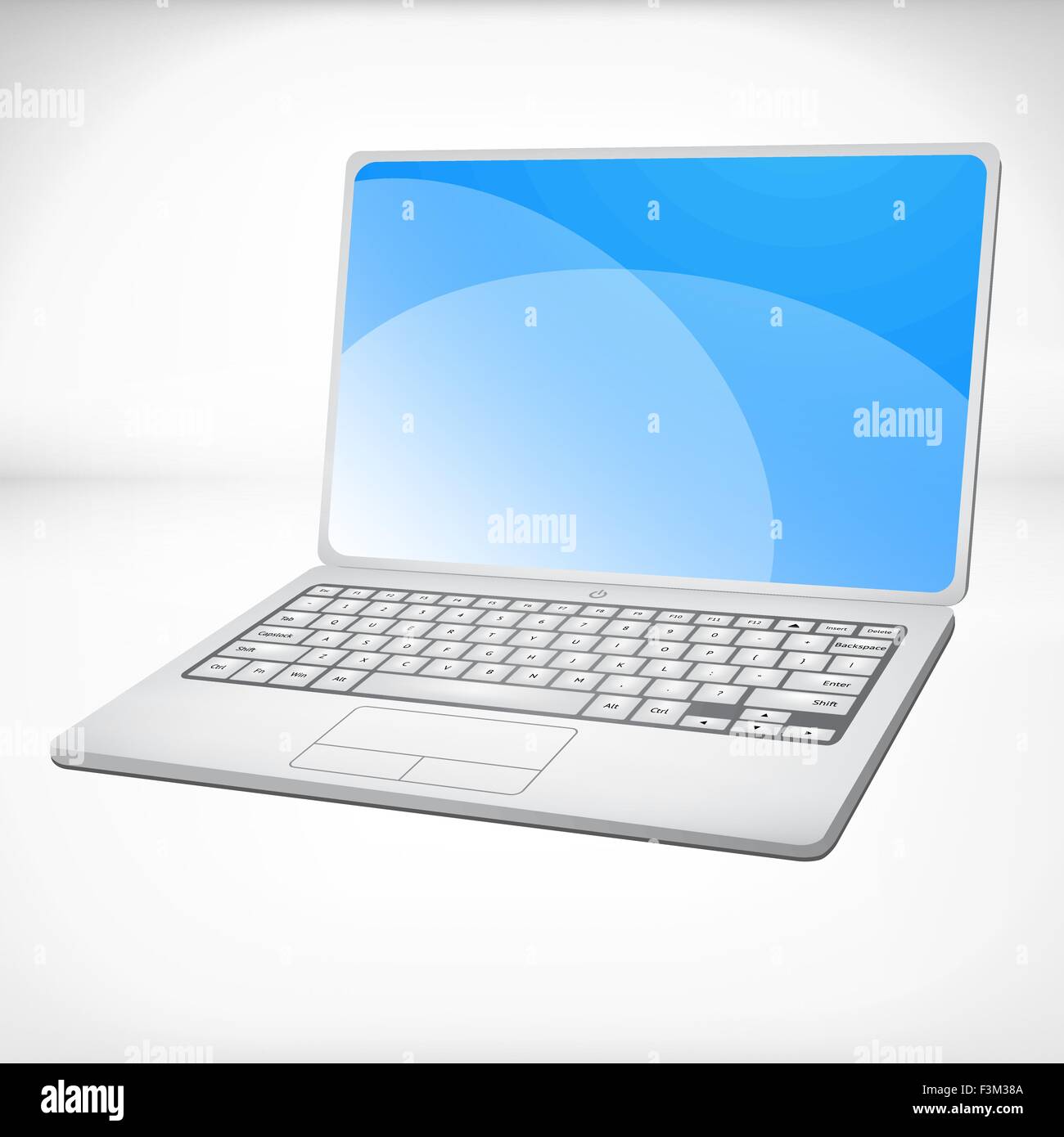 metallic 3d rendering of a laptop with blue graphics Stock Vector Image ...