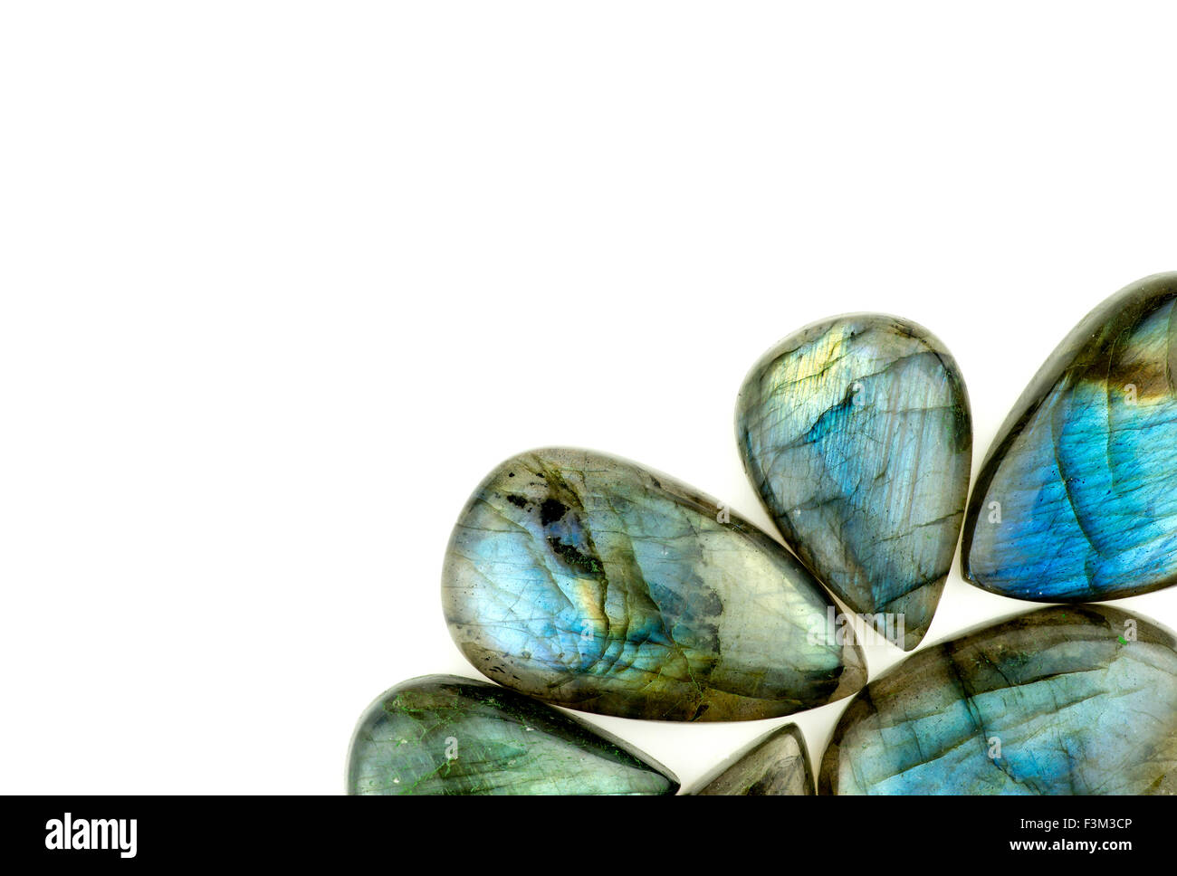 Beautiful labradorite gemstones isolated on white with background ...