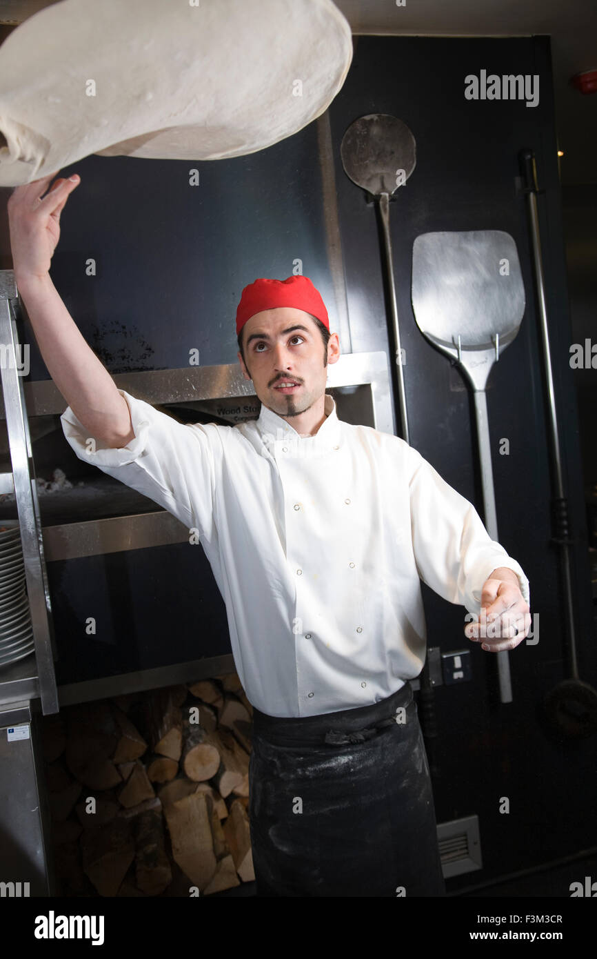 Pizza dough throwing, Strada, Italian chain restaurant, Covent Garden ...