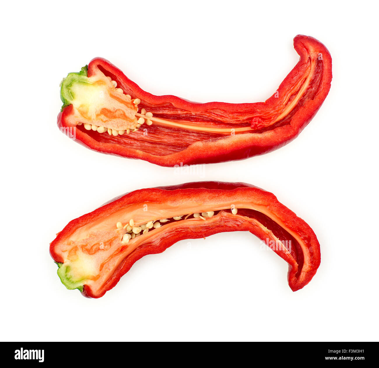 Macro closeup of spicy red chili pepper cut in half Stock Photo - Alamy