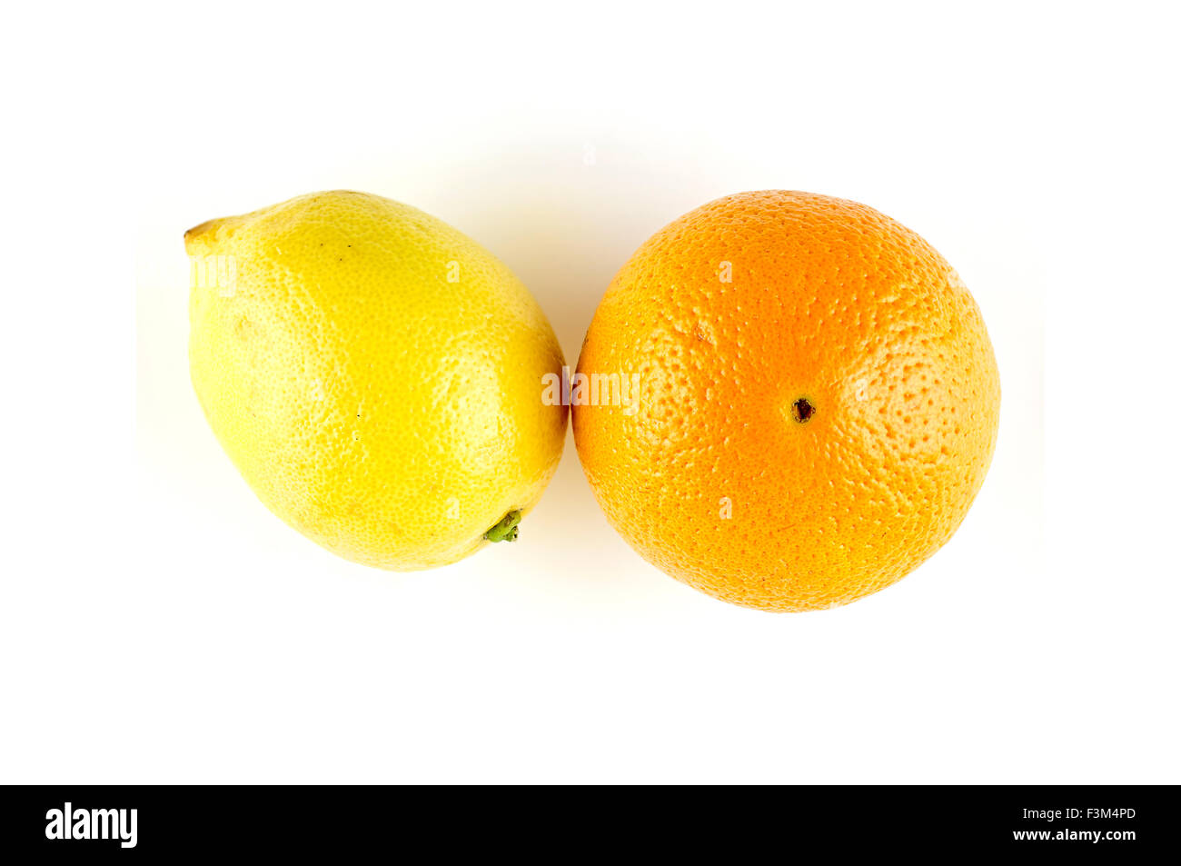 Orange and lemon aerial isolated studio shot on white Stock Photo - Alamy