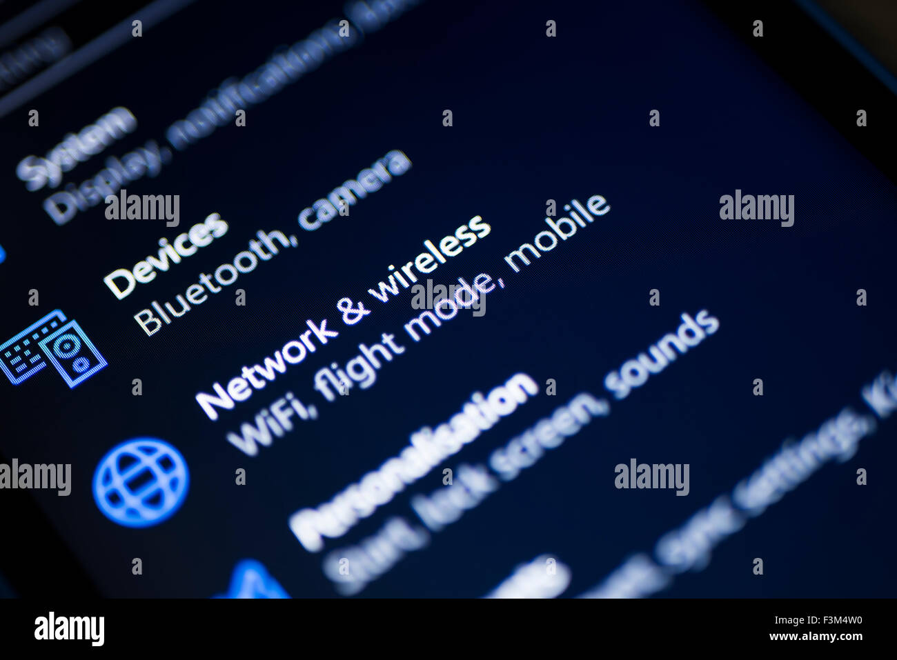 The settings screen of a Windows 10 smartphone Stock Photo - Alamy