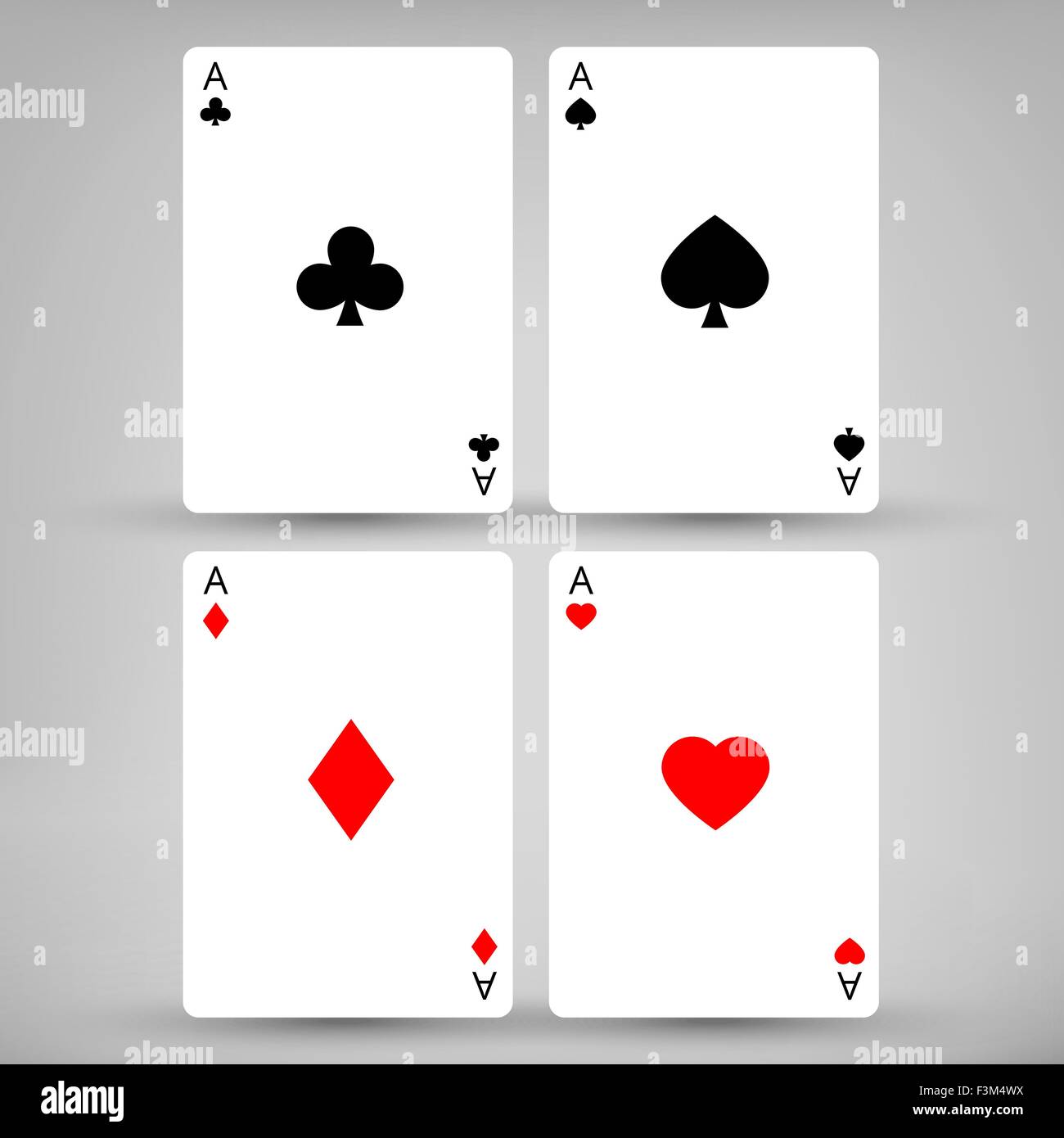 Four Aces cards with gray backgrounds and shadows Stock Vector Image ...