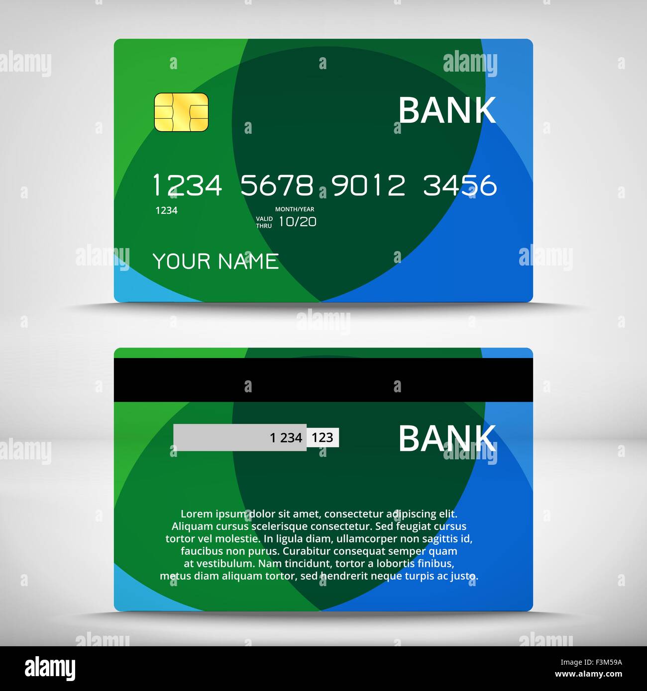 Templates of credit cards design with ellipsoids background, Isolated ...