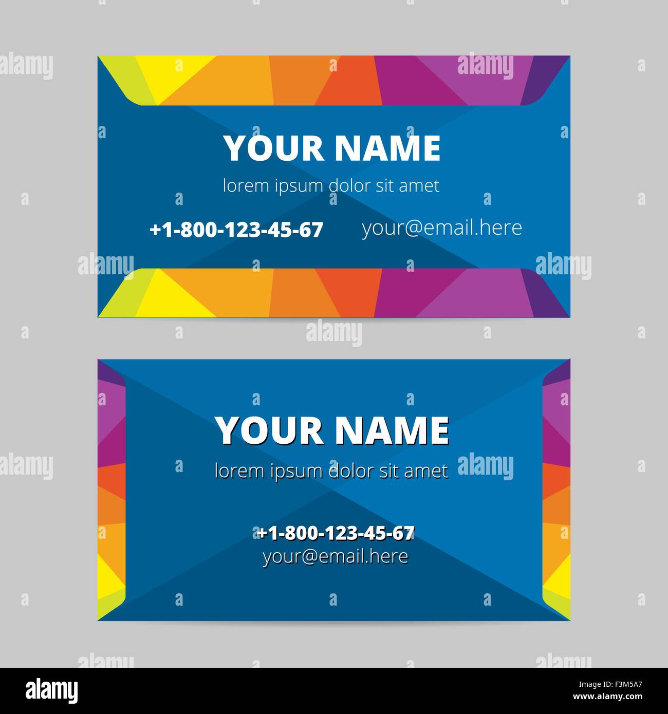 Multicolor business card vector template with blue background Stock ...