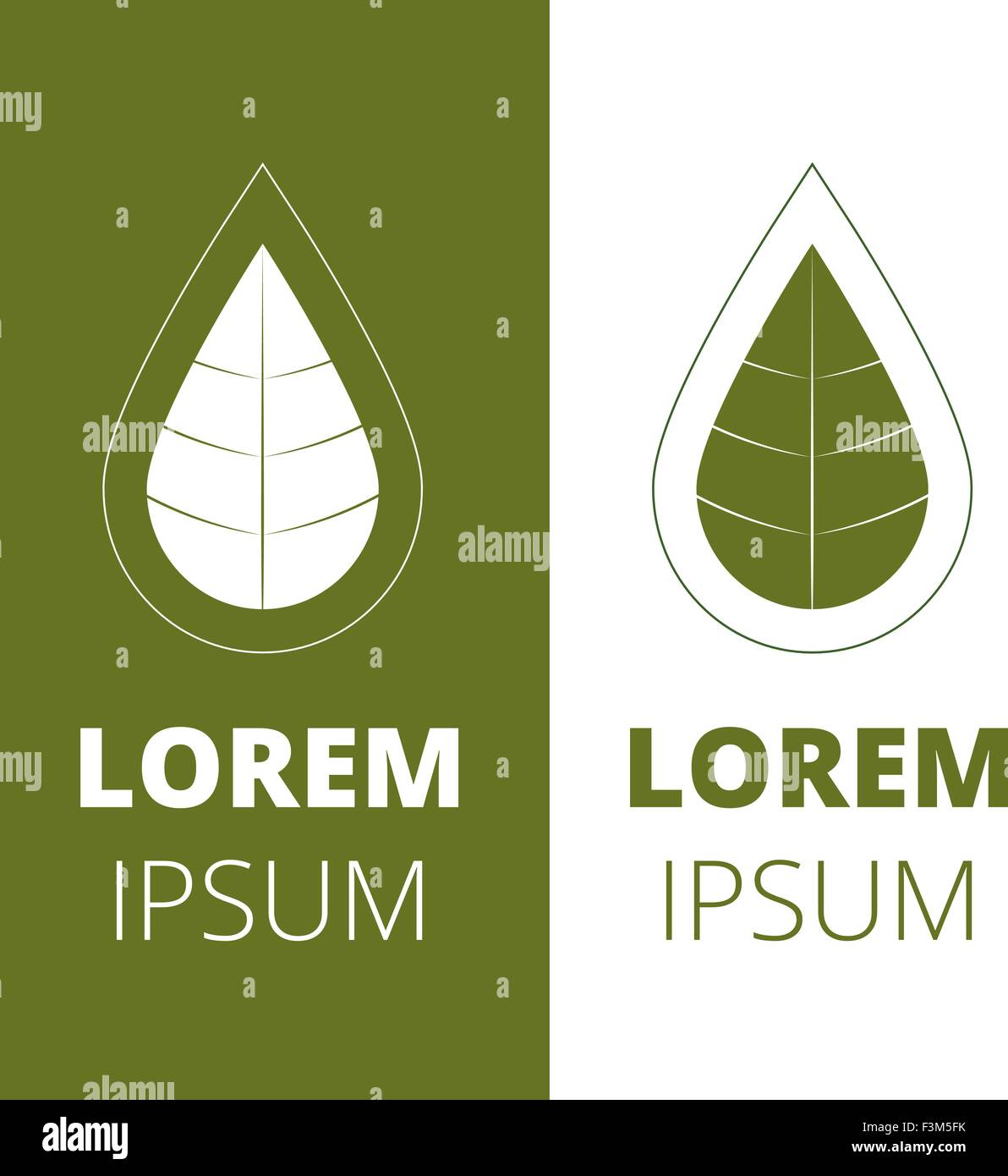 Green Leaf logo template with sample text. white and green backgrounds ...