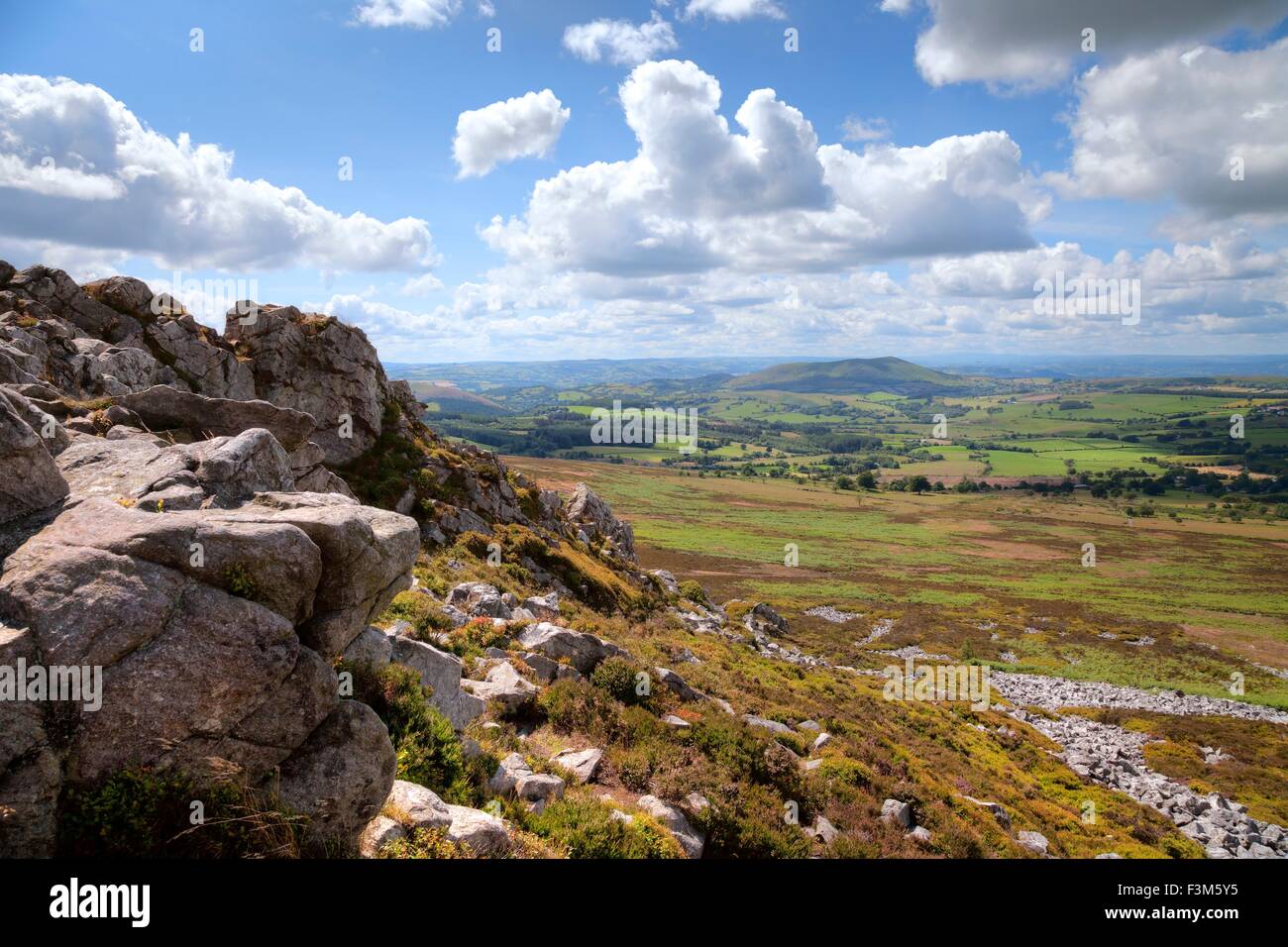 View over rural Shropshire from Stiperstones, England Stock Photo - Alamy