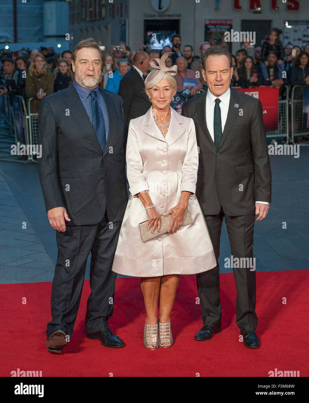 London, UK. 8th October, 2015. Helen Mirren, Bryan Cranston and John ...