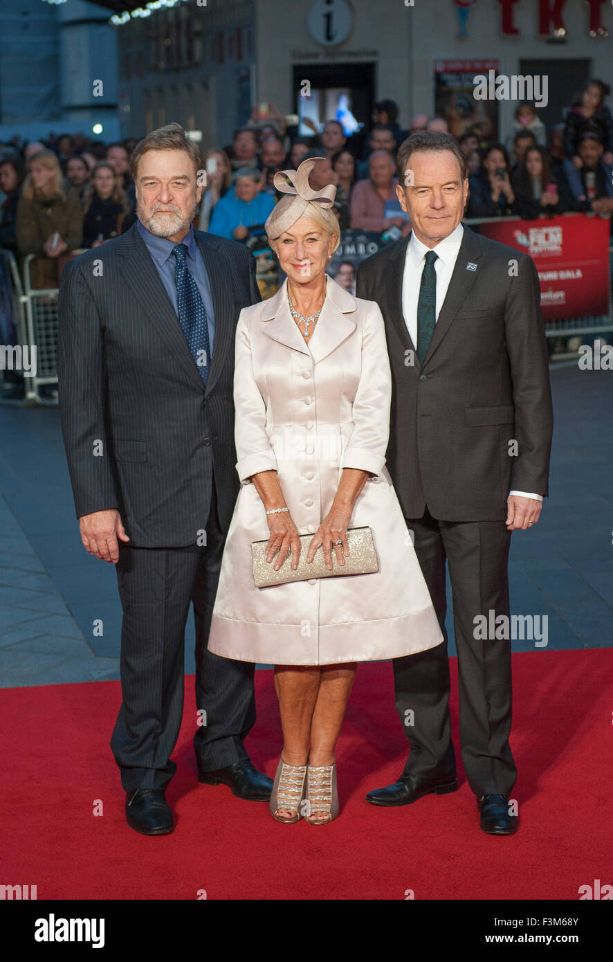 London, UK. 8th October, 2015. Helen Mirren, Bryan Cranston and John ...