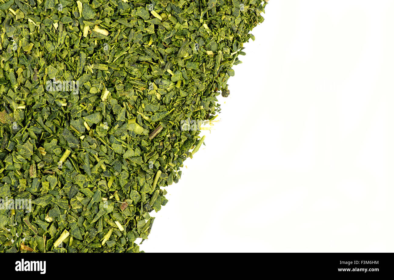 Loose leaf green tea background texture Stock Photo - Alamy