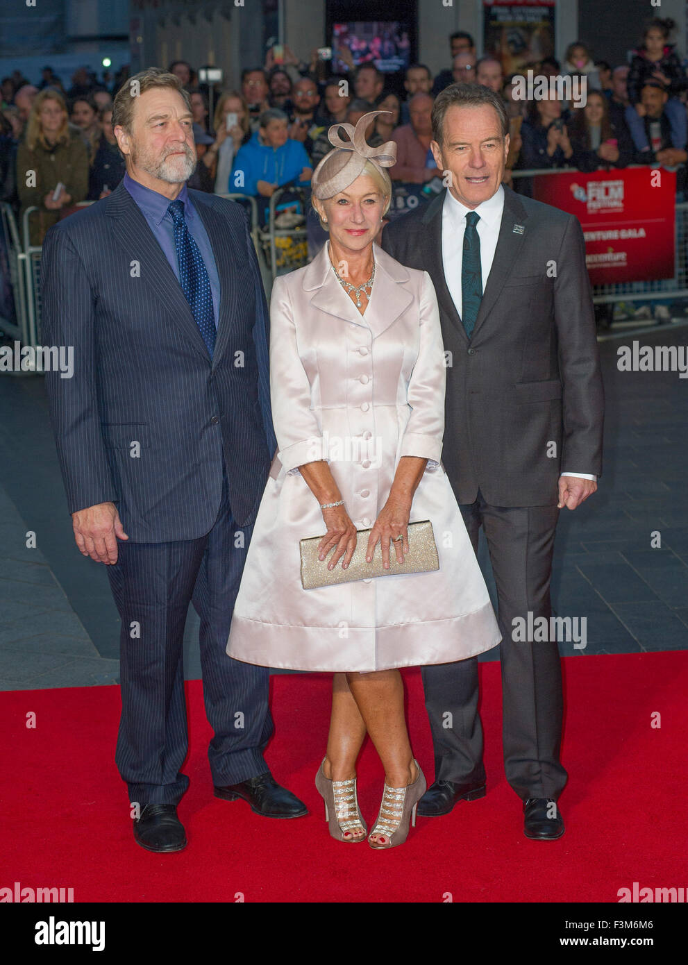 London, UK. 8th October, 2015. Helen Mirren, Bryan Cranston and John ...