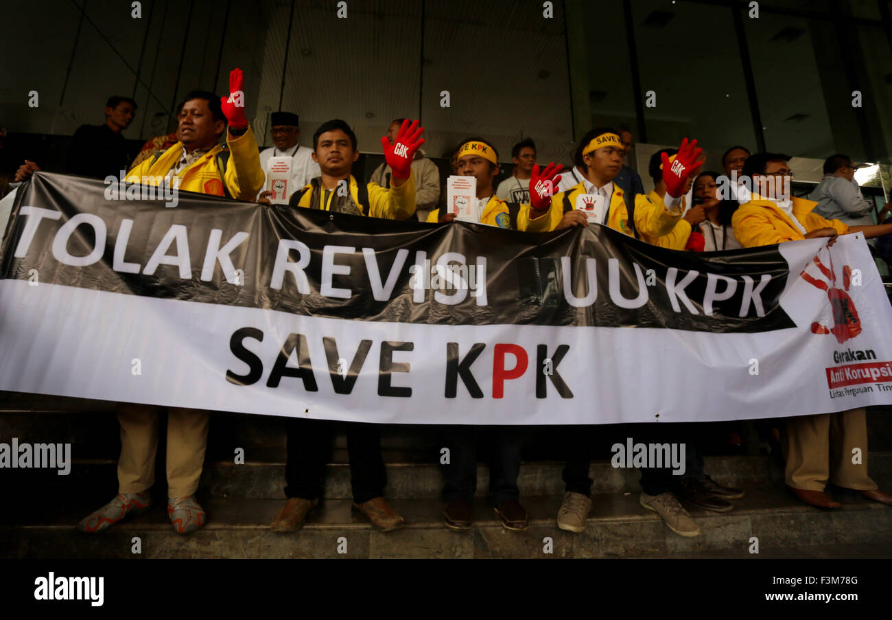 Jakarta, Indonesia. 09th Oct, 2015. Anti-corruption Movement members ...