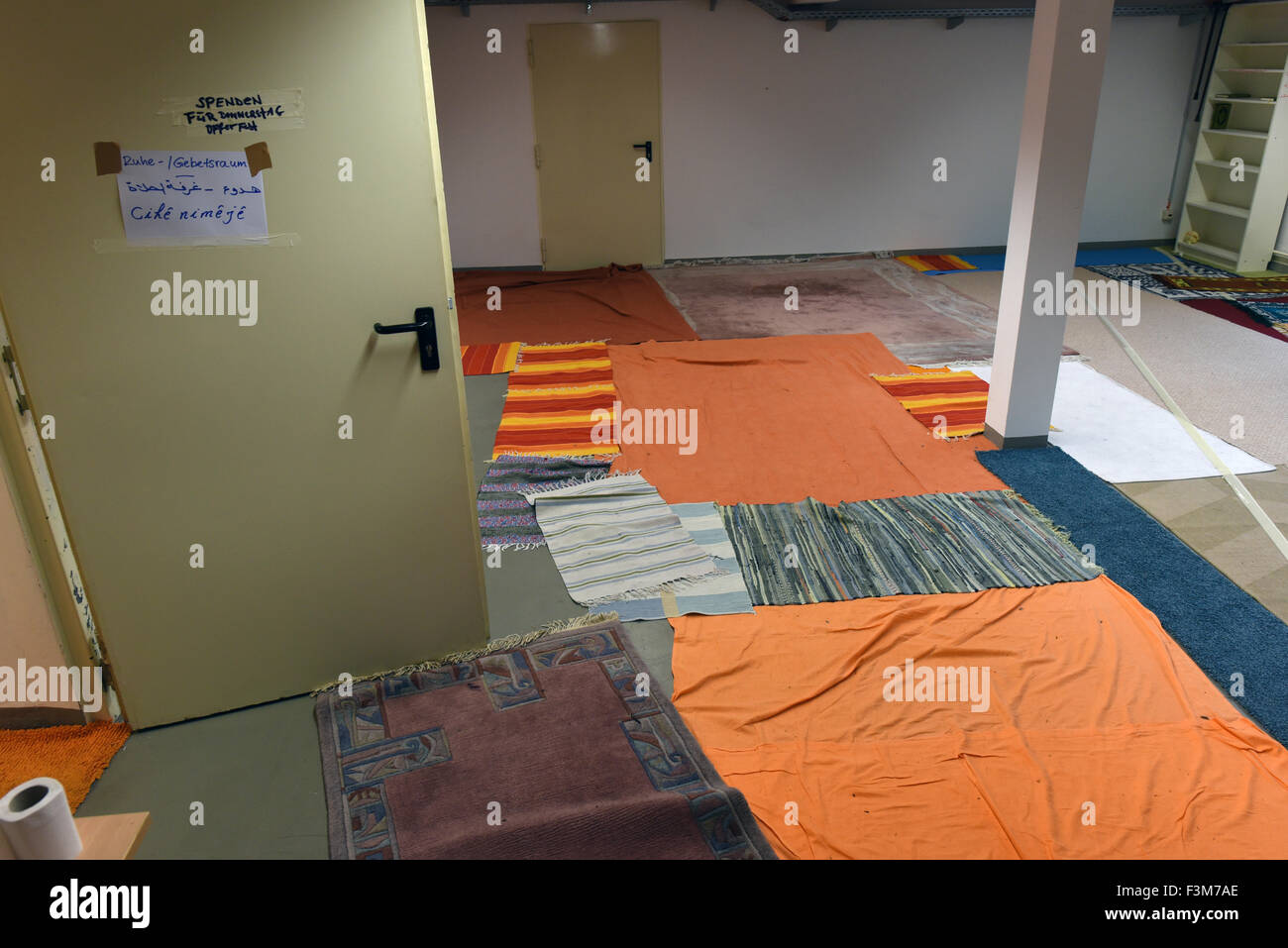 A provisional room at a refugee processing centre in the public ...