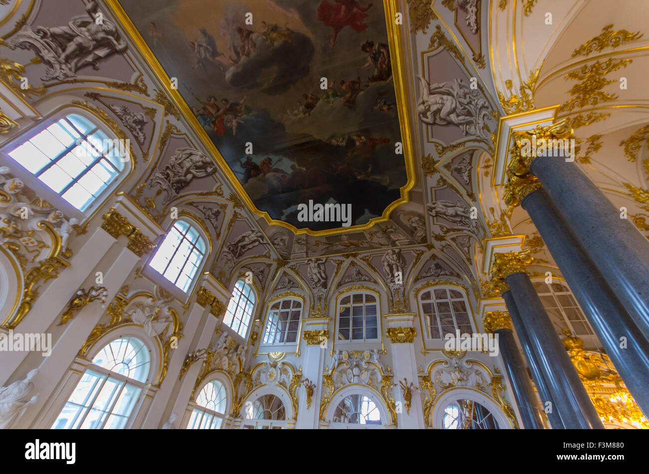 Ceiling and pillars, Hermitage, St. Petersburg Stock Photo - Alamy