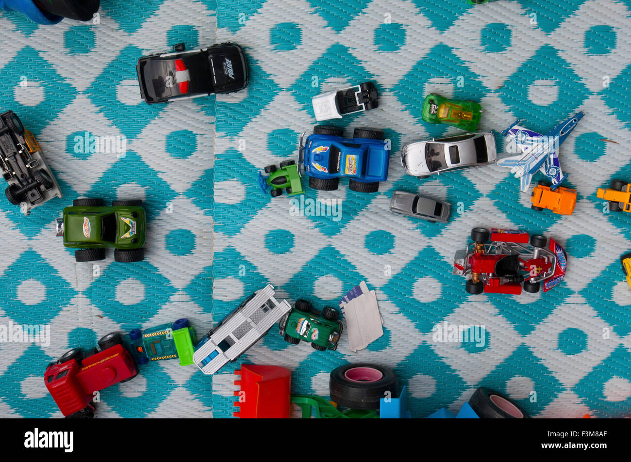 Assorted items in close up at flea market Kings Day The Netherlands ...