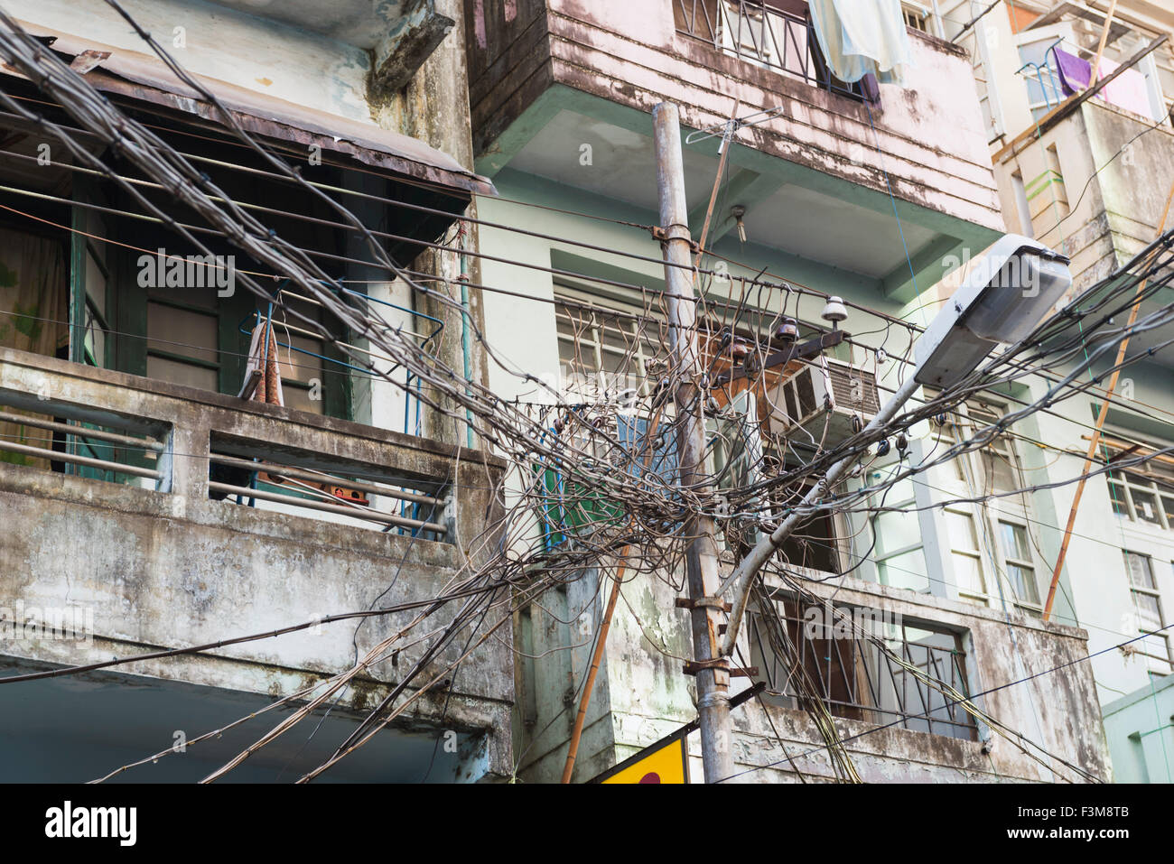 Electric wires, Burma Stock Photo - Alamy