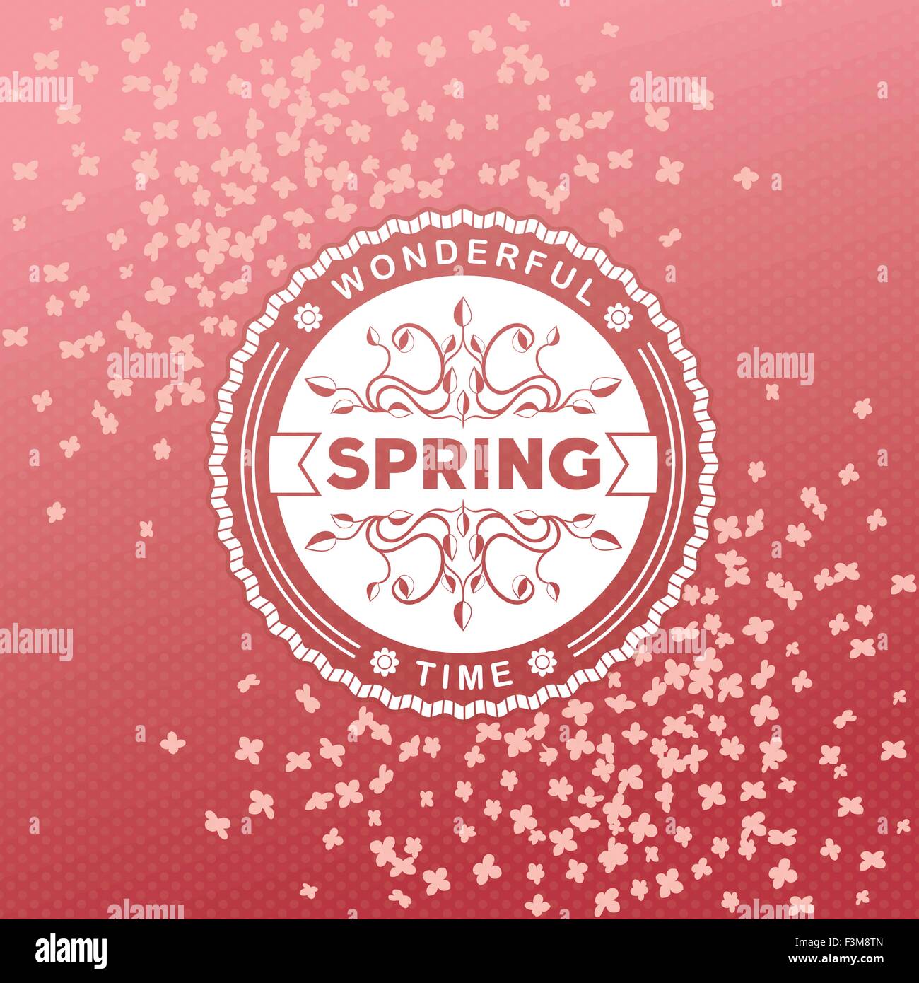 Spring inscription label on retro red background. Vector eps10 Stock ...