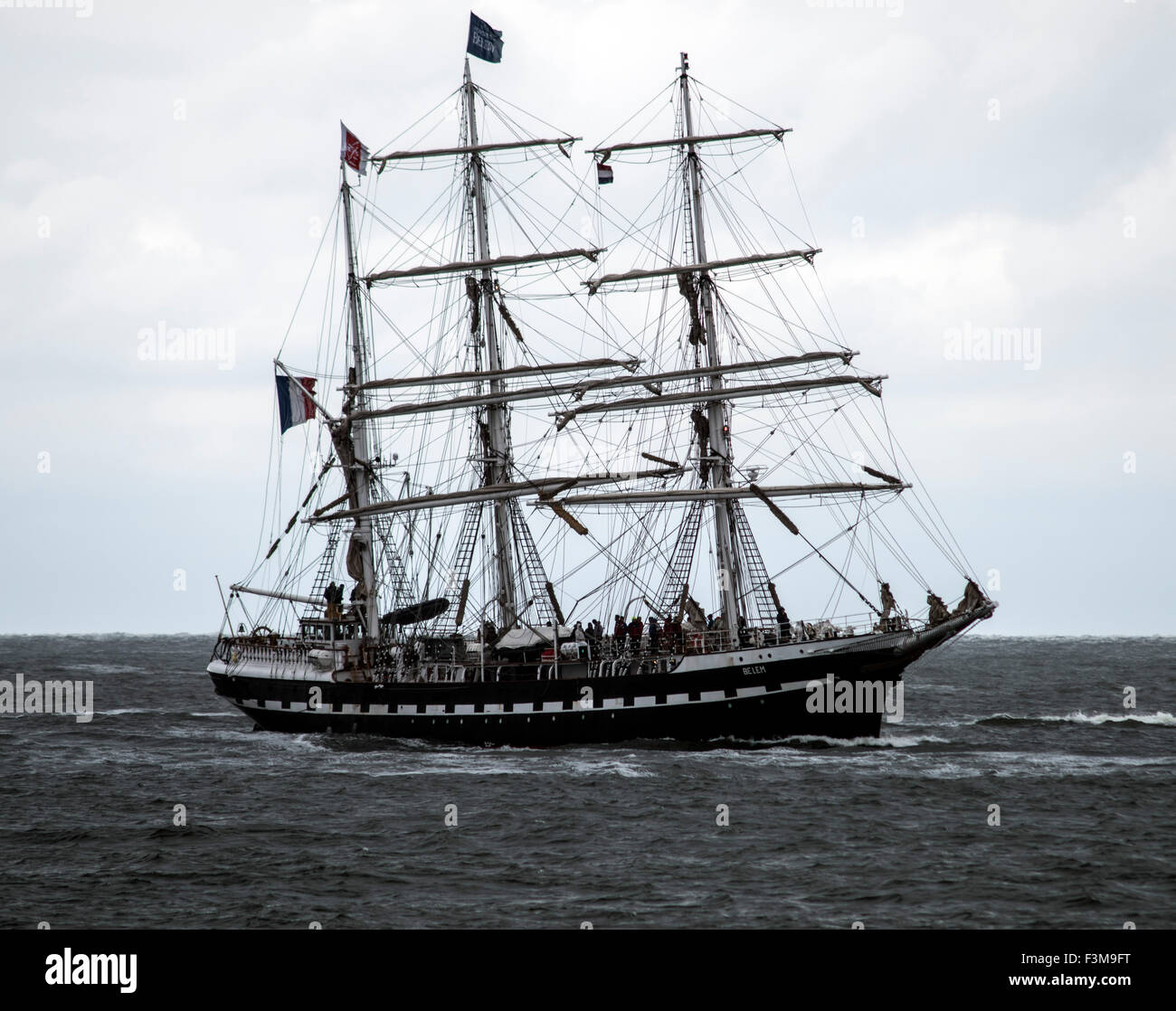 Tall Ship Belem at sea approaching IJmuiden Harbor for SAIL Amsterdam ...