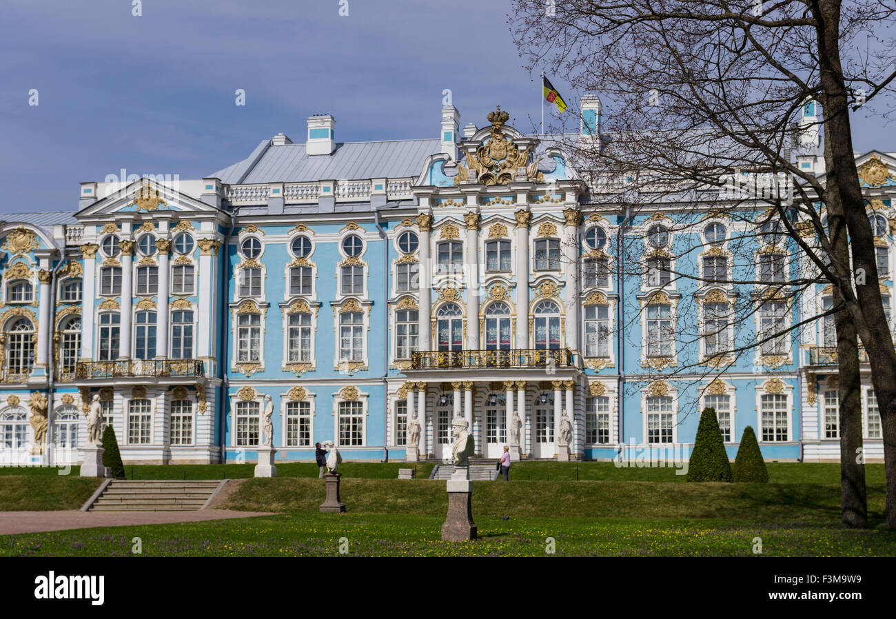 Main facade of Catherine Palace at Pushkin Stock Photo - Alamy