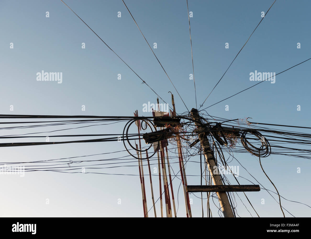 Electric wires, Burma Stock Photo - Alamy