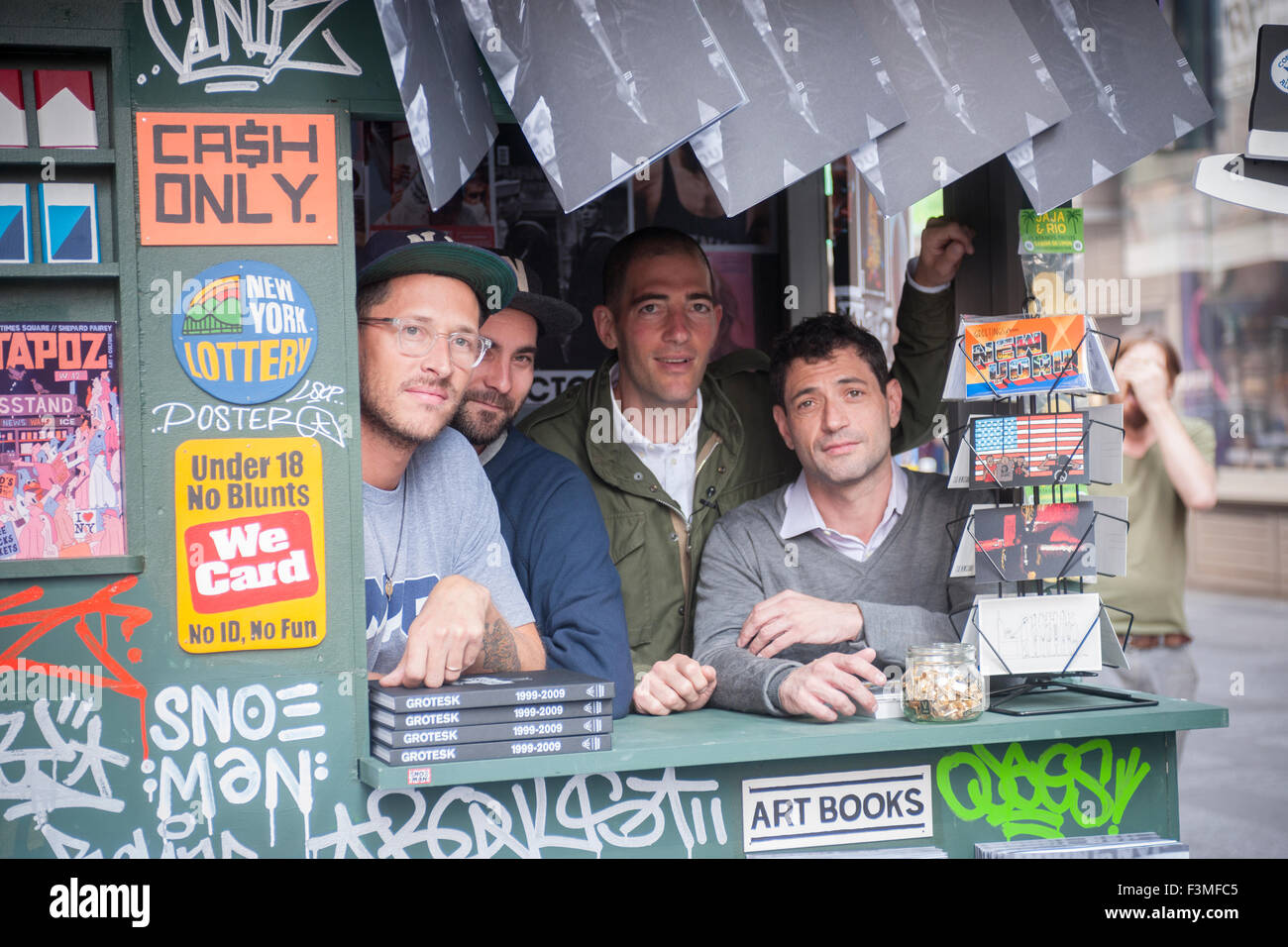 New York, NY, USA. 09th Oct, 2015. (L-R) Kimou "Grotesk" Meyer, Evan ...