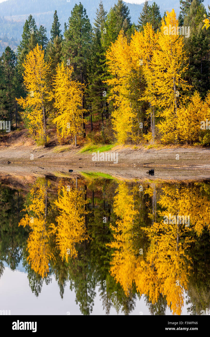 MIrror image of fall colors Stock Photo - Alamy